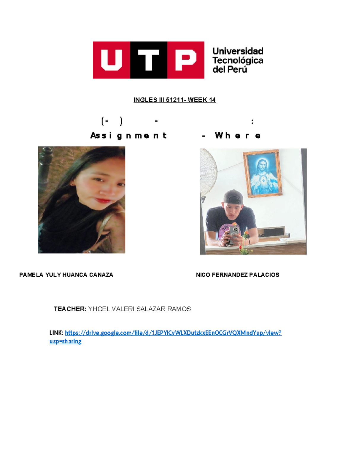 Ingles 3 Week 14 Assignment: Where to Go - Pamela Yuly Huanca - Studocu