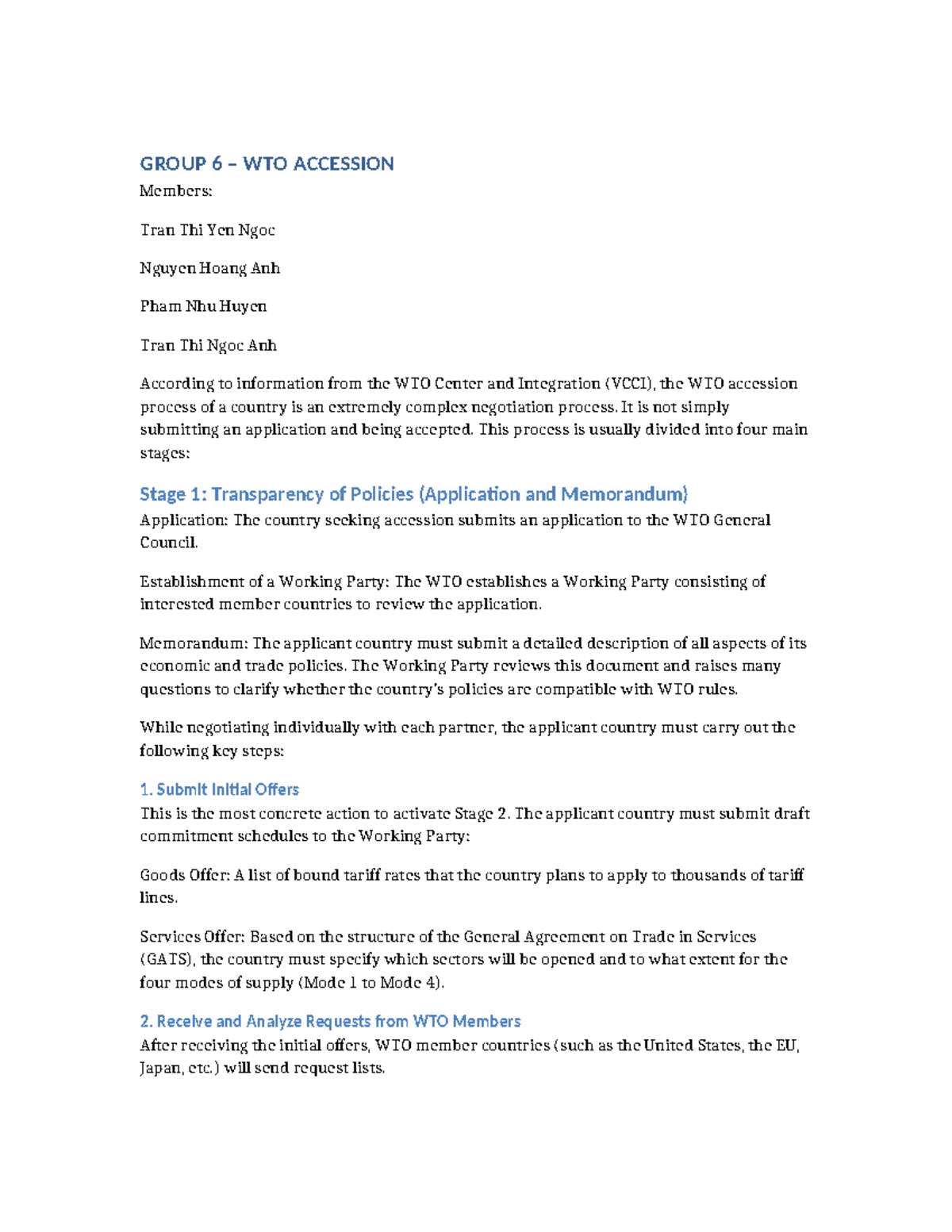 WTO Accession Process Overview: Group 6 Analysis - Studocu