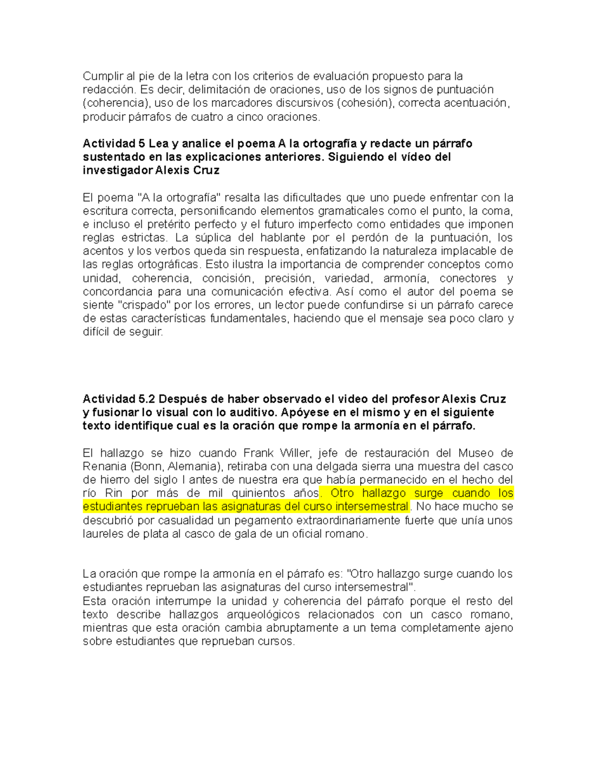 Actividad 5: Análisis y Redacción de Párrafos - Curso de Redacción ...