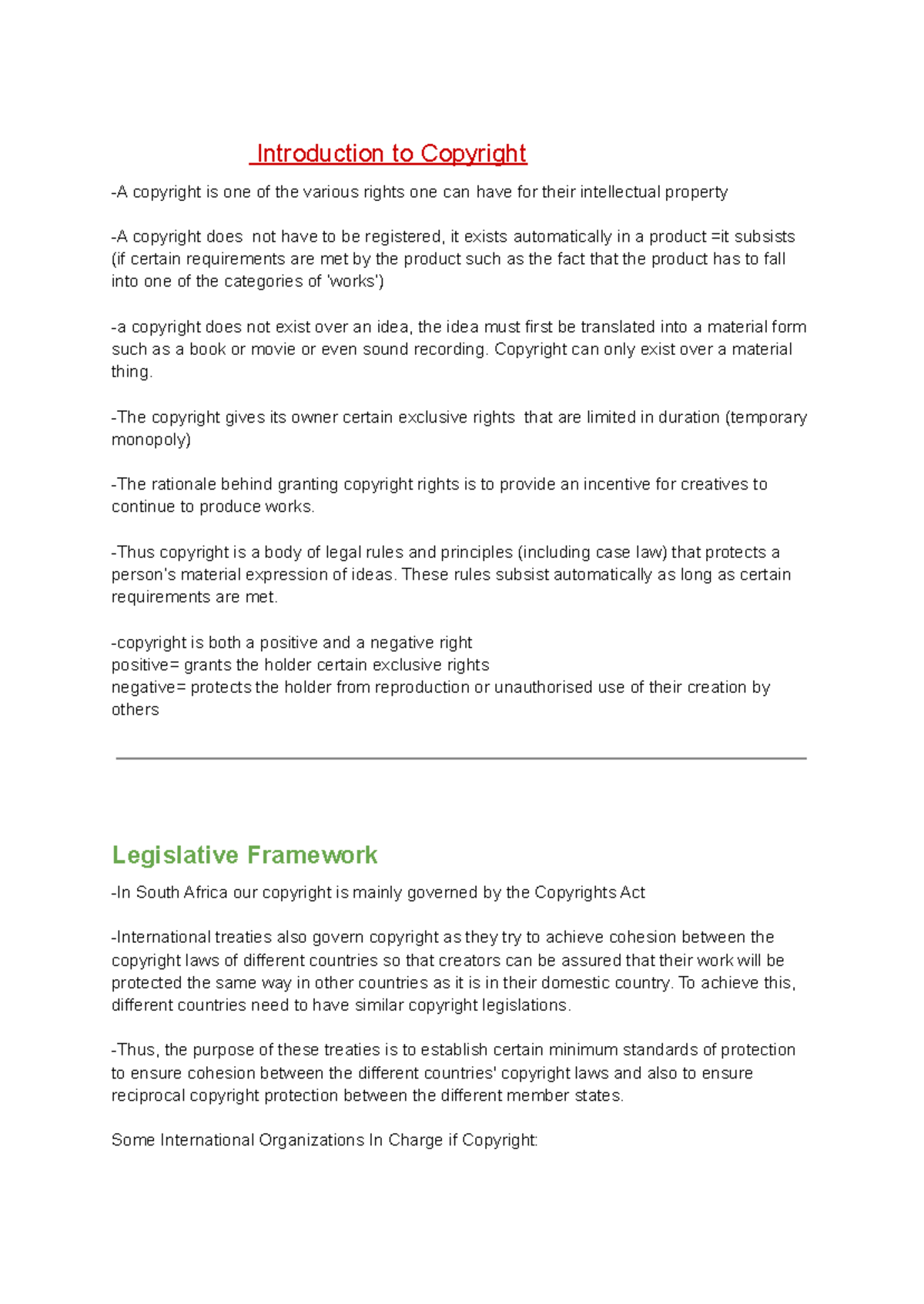 Lecture 3 - Overview of Copyright Principles and Legislation - Studocu