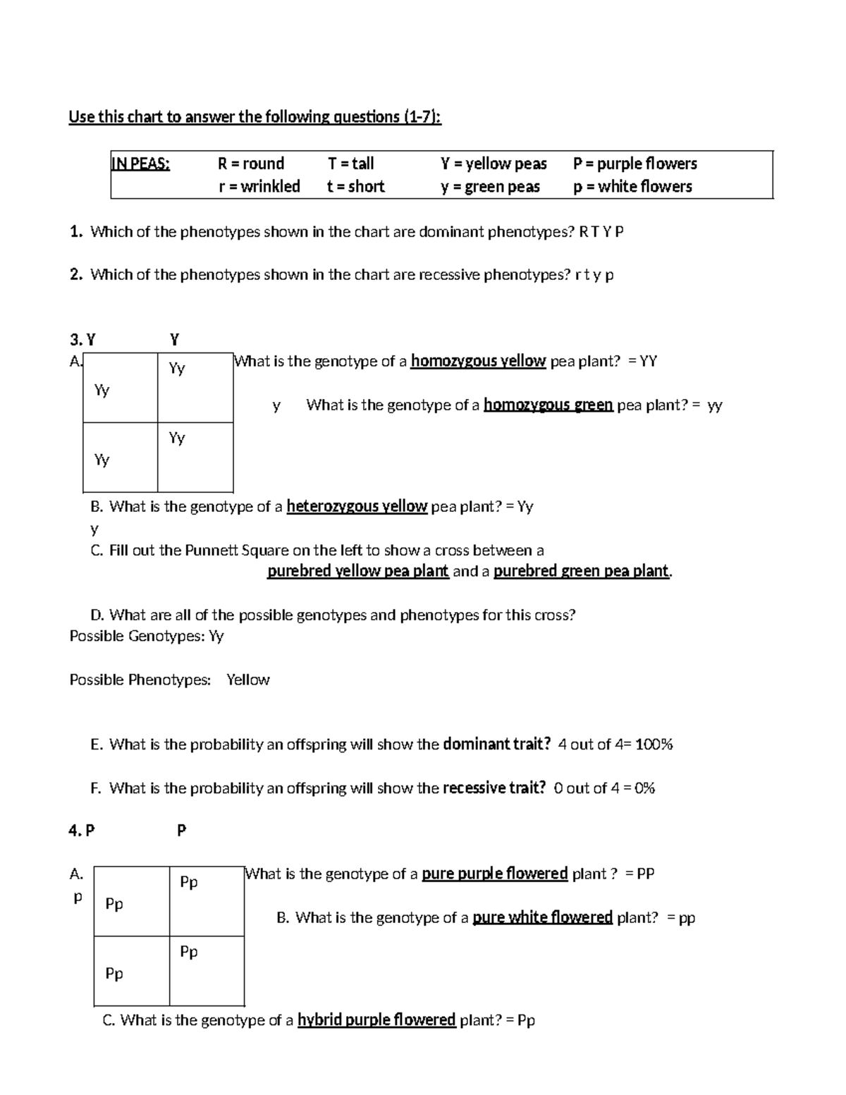 Monohybrid Cross Practice Problems and Solutions for Bio 101 - Studocu