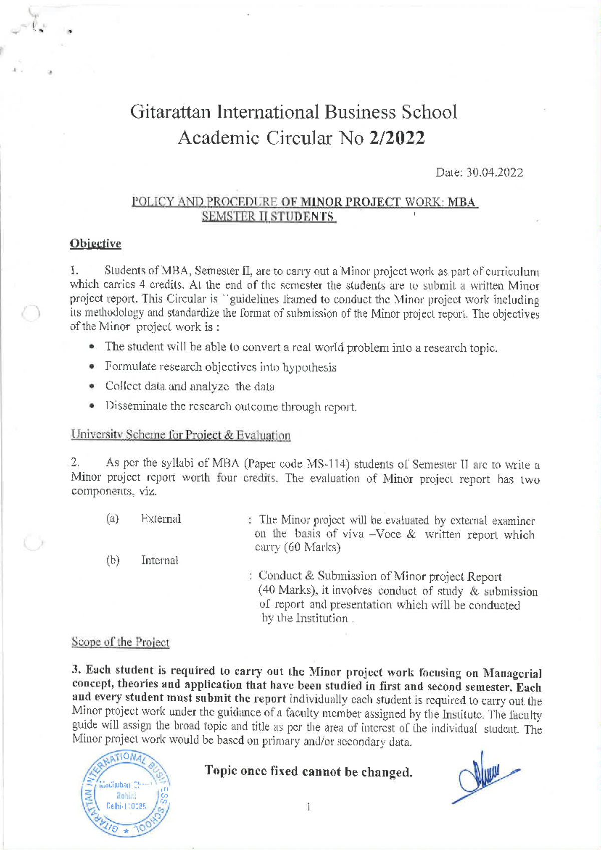 MBA Semester II Minor Project Report Guidelines and Evaluation Criteria - Studocu