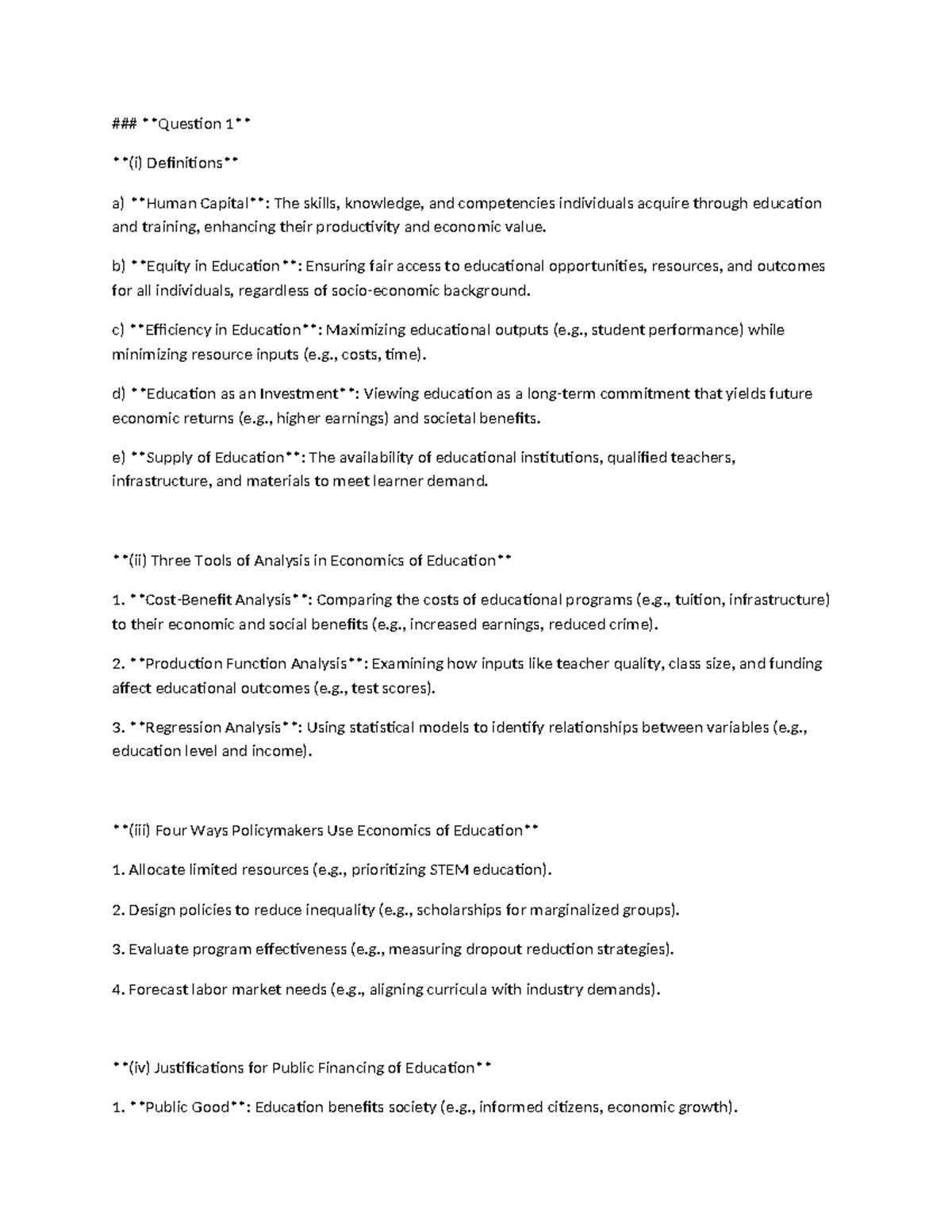 EMP 413: Education, Economics, and Human Capital Analysis - Studocu