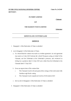 Drafting Feedback Unit 5 Schedule of Losses - Copy - IN THE CIVIL ...