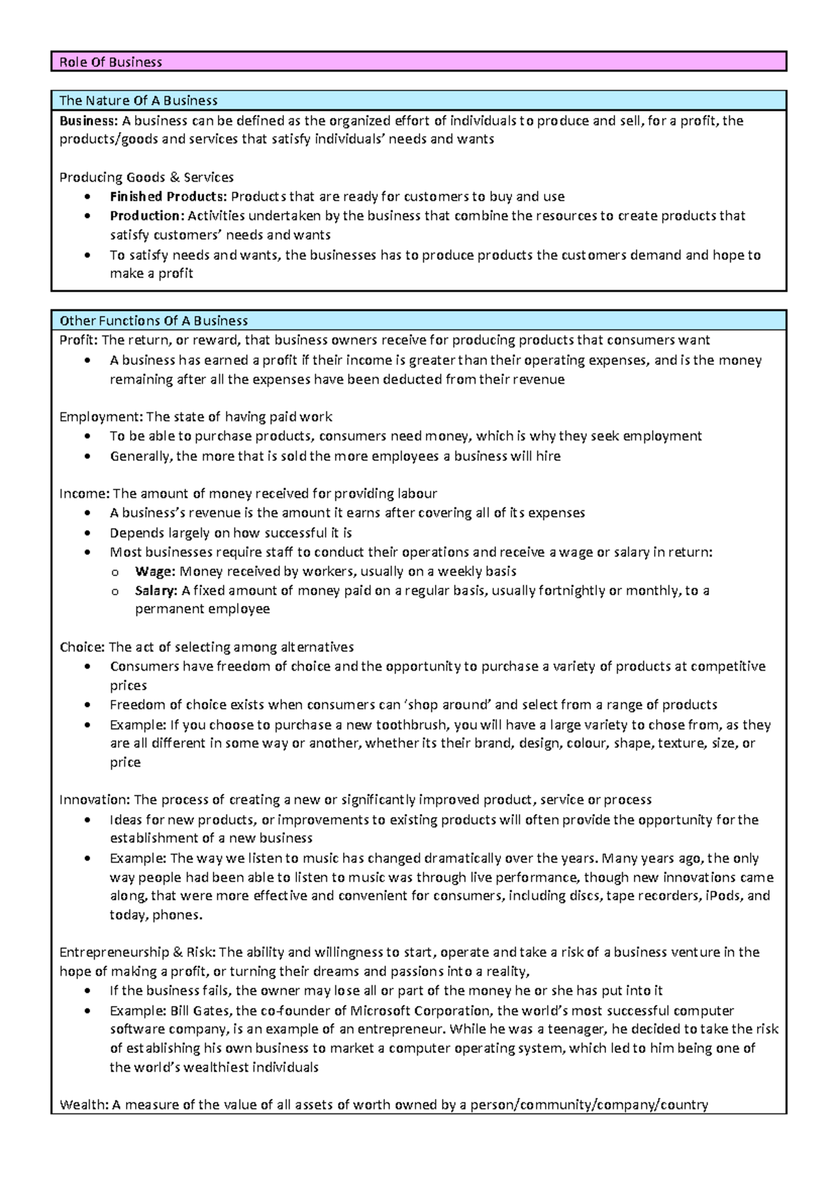BUS 101: Complete Course Notes on Business Fundamentals - Studocu