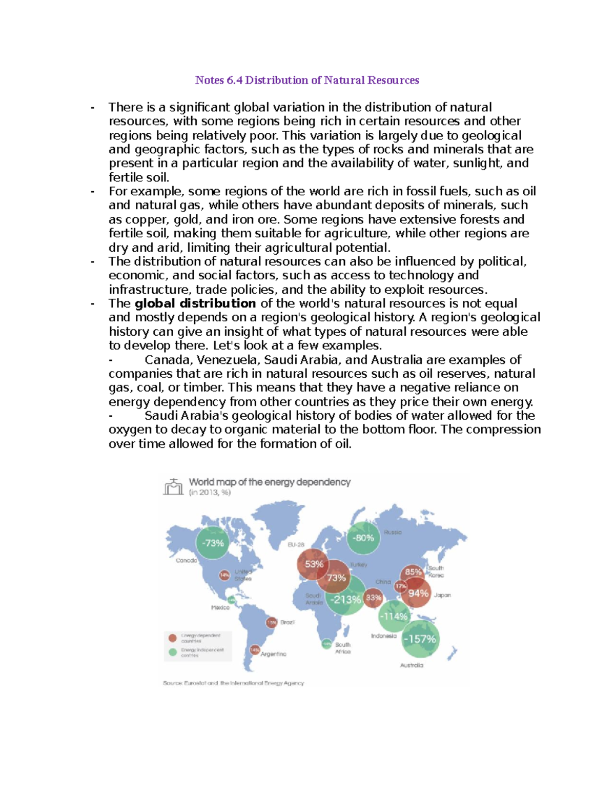 Natural Resources Distribution: Geographical & Economic Insights - Studocu