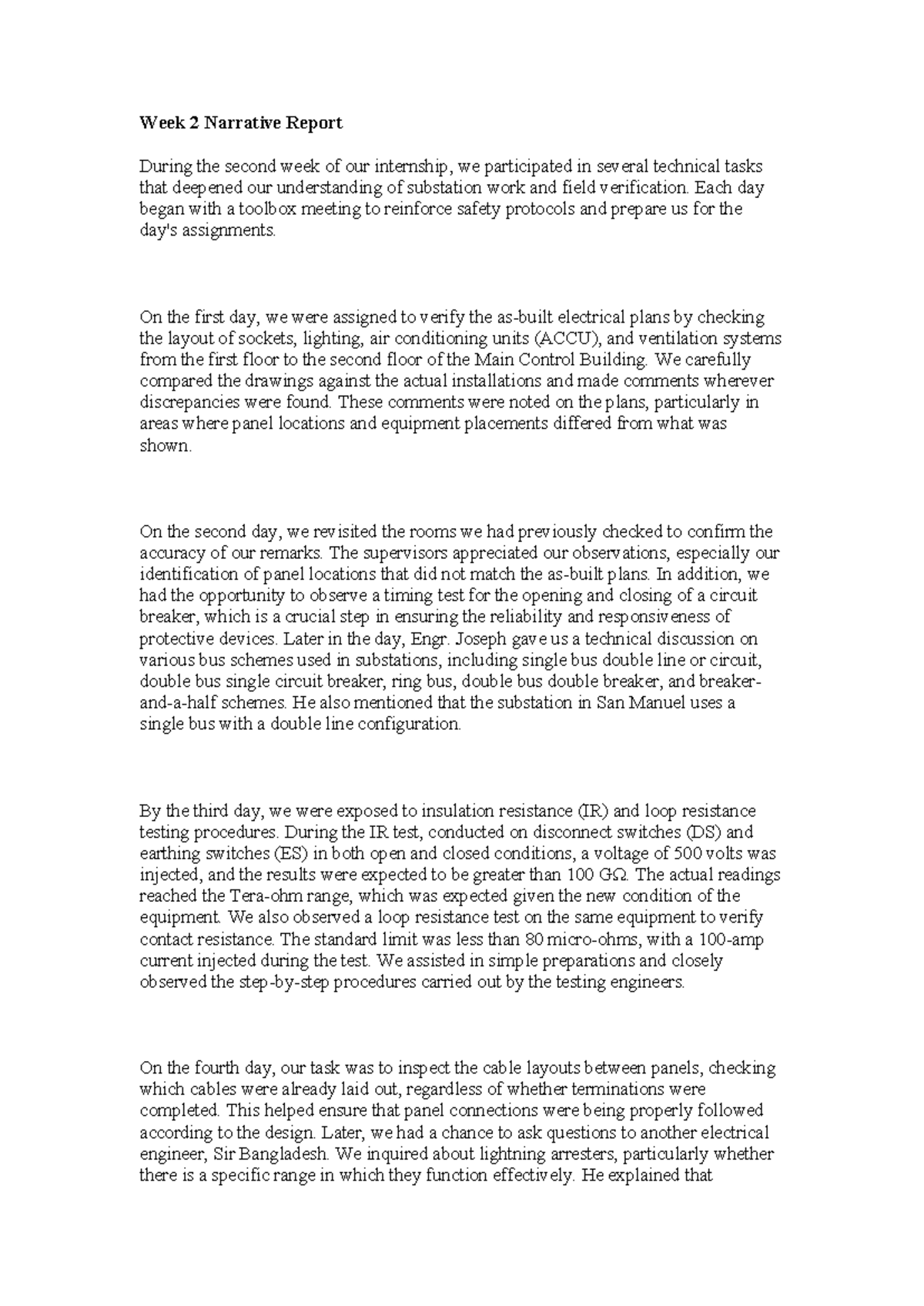 Week 2 Internship Narrative Report: Technical Tasks Overview - Studocu