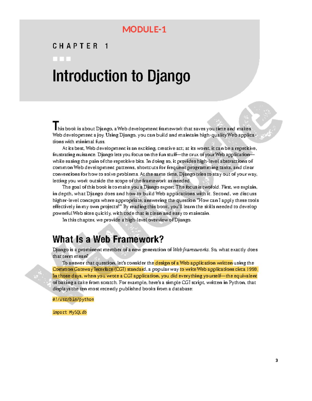 Mod 1 Text - 21CS62: Introduction to Django Framework and Its Basics - Studocu