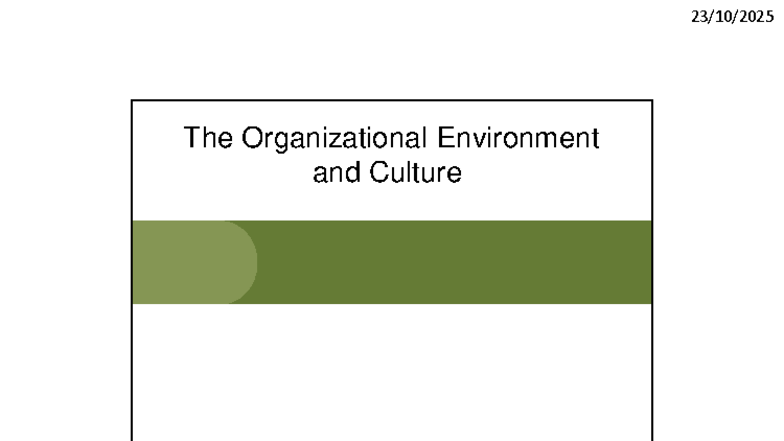 Chap3: Organizational Environment & Culture Overview - Studocu