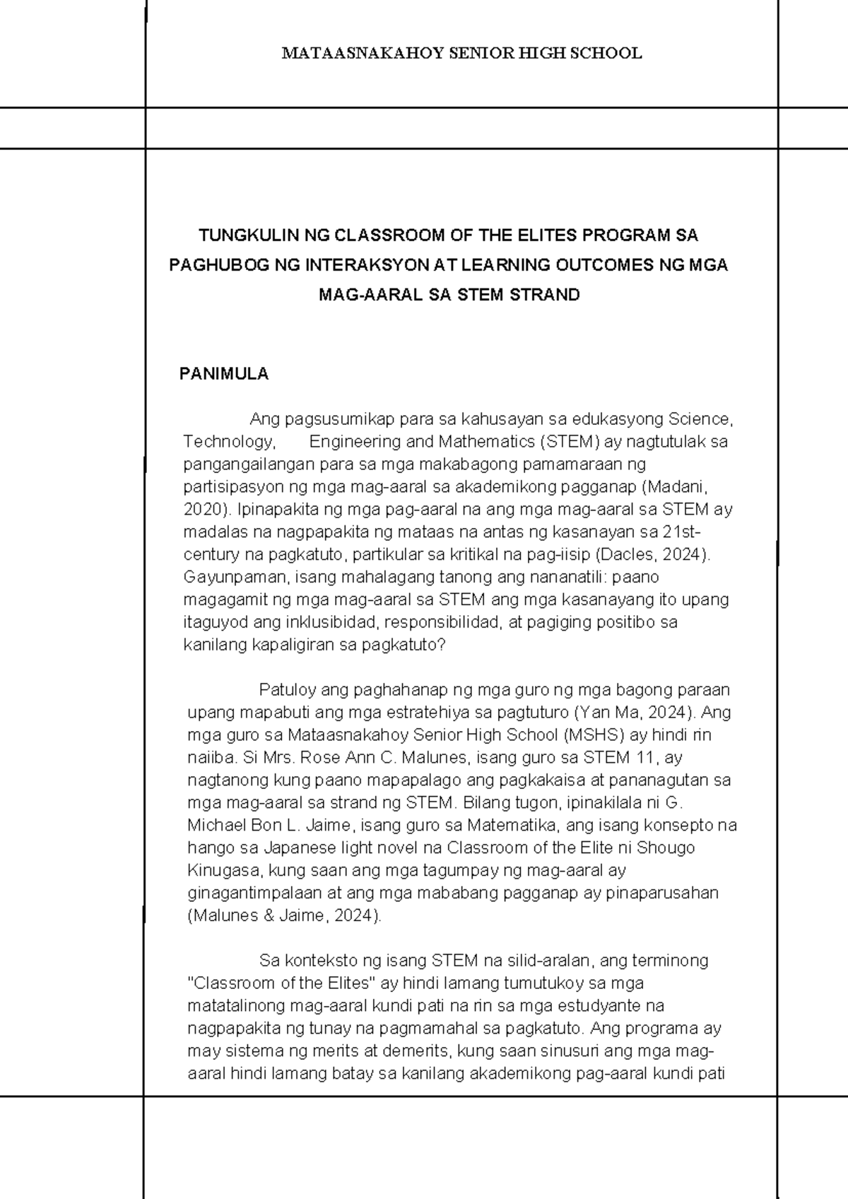 P Agbasa- Pangkat-4 - Pananaliksik sa programa - MATAASNAKAHOY SENIOR ...