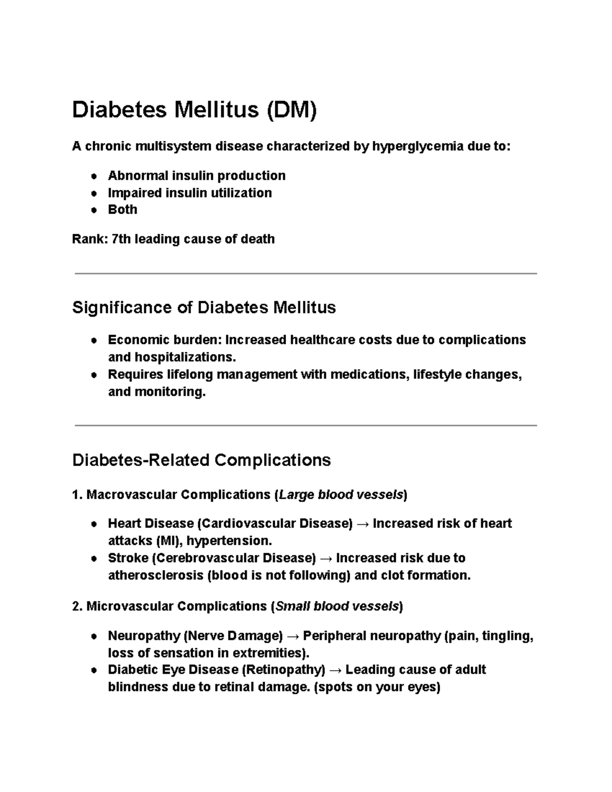 Diabetes Mellitus Overview: Pathophysiology, Complications, and ...