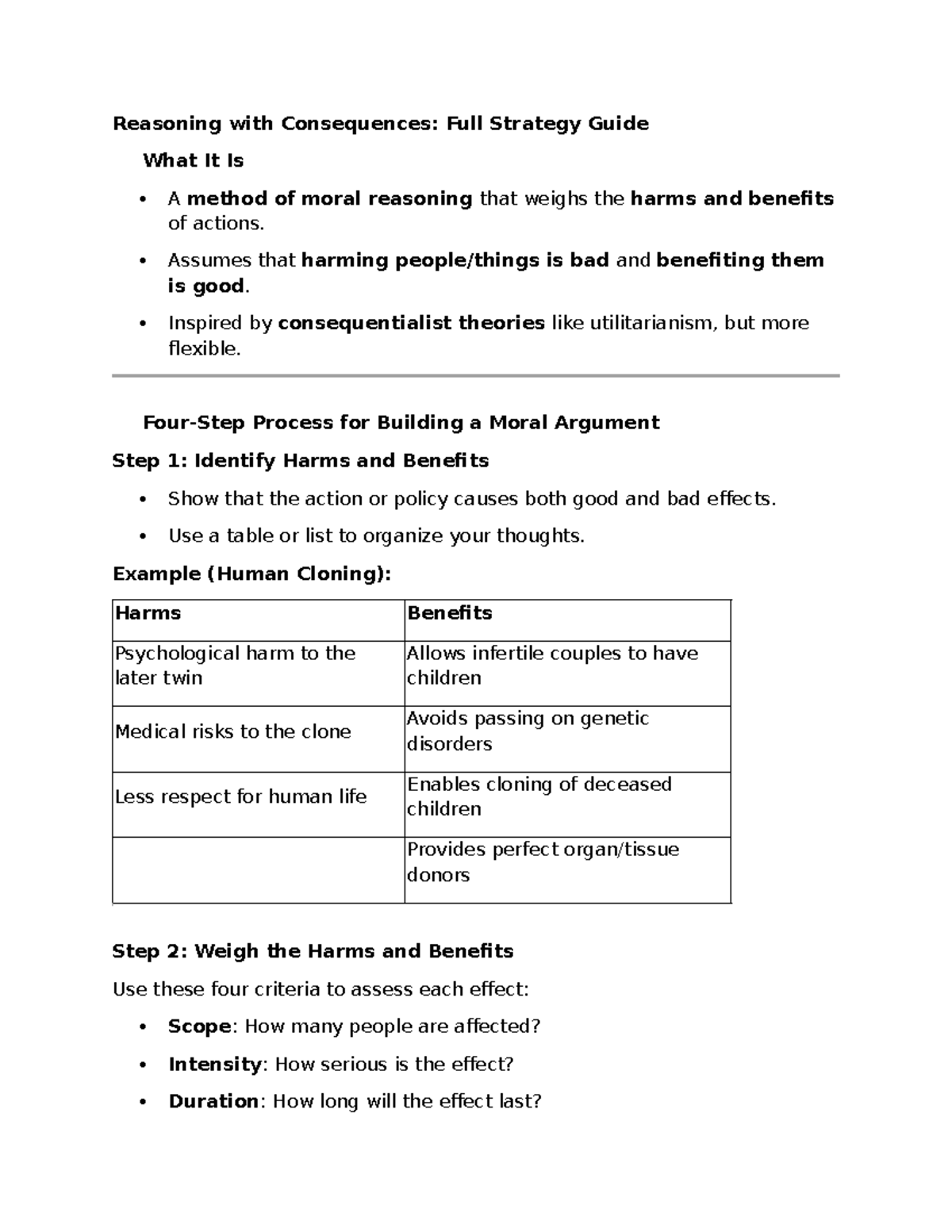 Moral Reasoning: A Comprehensive Guide on Consequentialist Ethics (PHIL ...