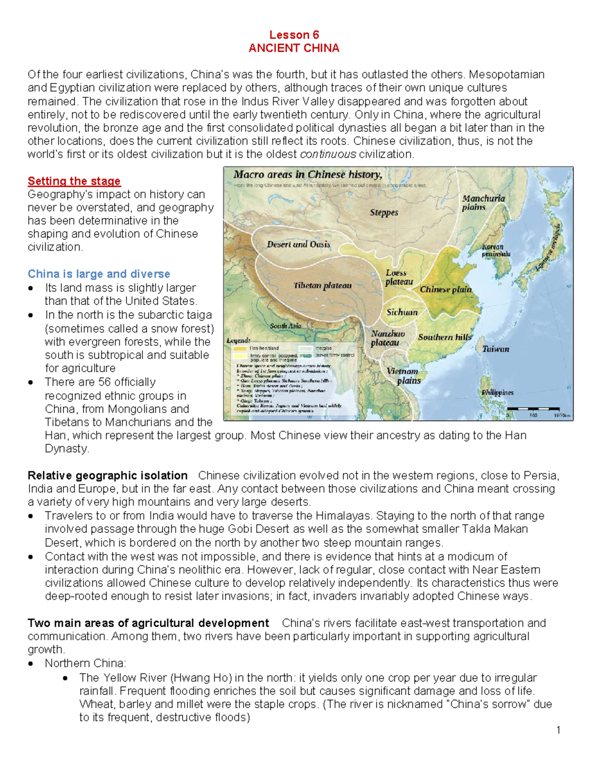 Lesson 6: Ancient China - Overview of Dynasties from Shang to Tang ...