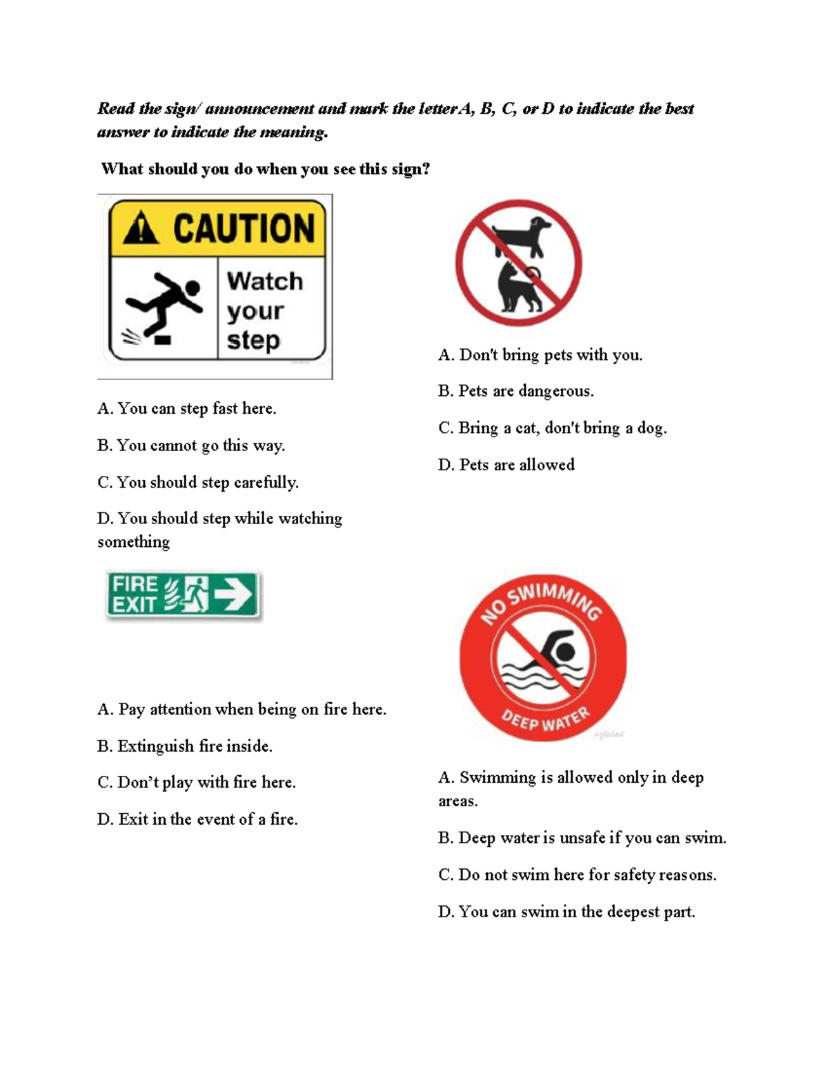 Read the Sign: English 6 Quiz on Meaning and Interpretation - Studocu