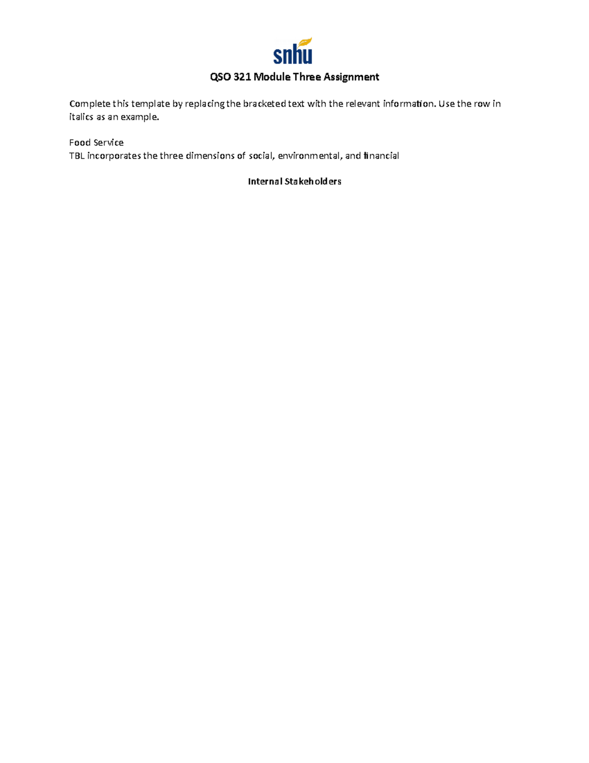 QSO 321 Module Three Assignment: Stakeholder Roles & Responsibilities ...