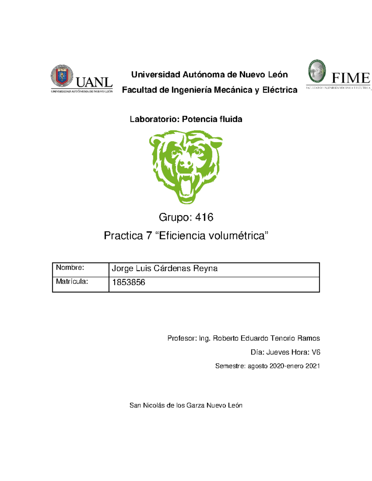 Practica 7 lab de potencia - Potencia Fluida Y Laboratorio - Universidad Autónoma de Nuevo León ...