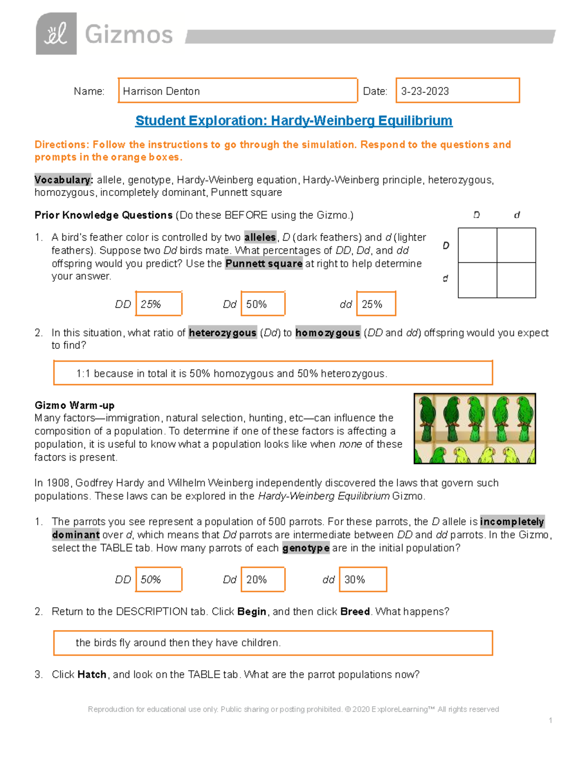 Hardy-Weinberg Equilibrium Exploration Guide (Student Handout 01) - Studocu