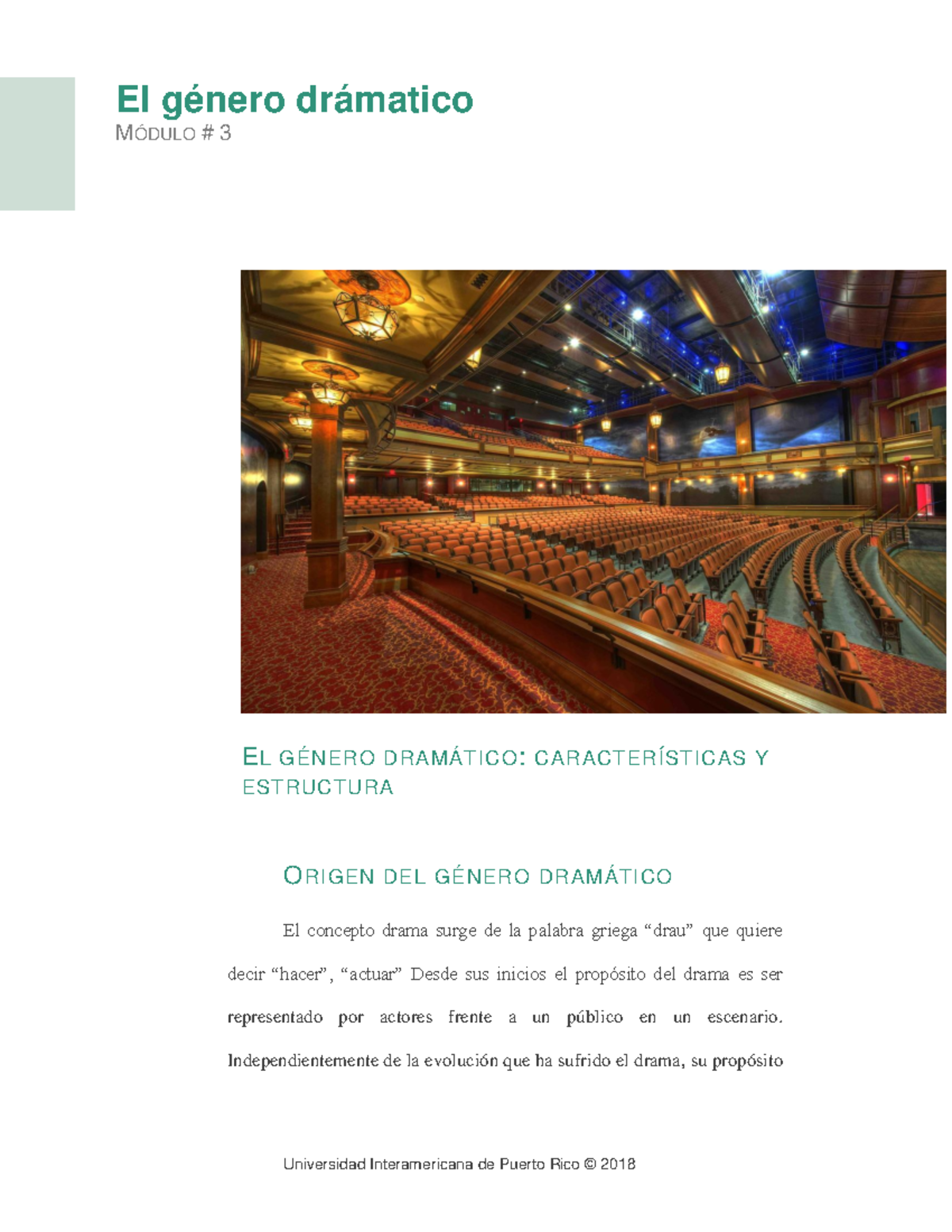El género dramático: características y evolución (MÓDULO 3) - Studocu