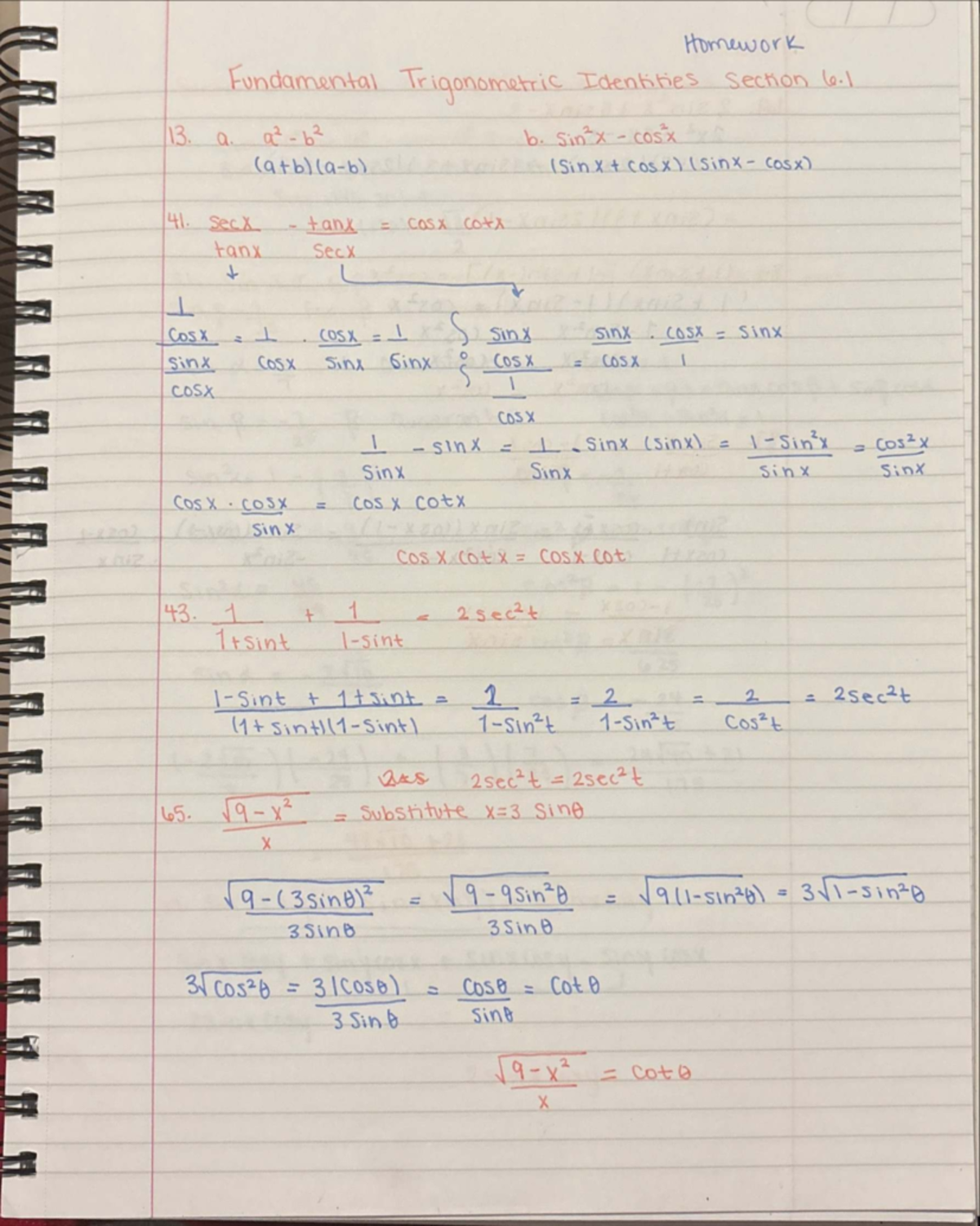 Homework on Fundamental Trigonometric Identities - Section 6.1 - Studocu