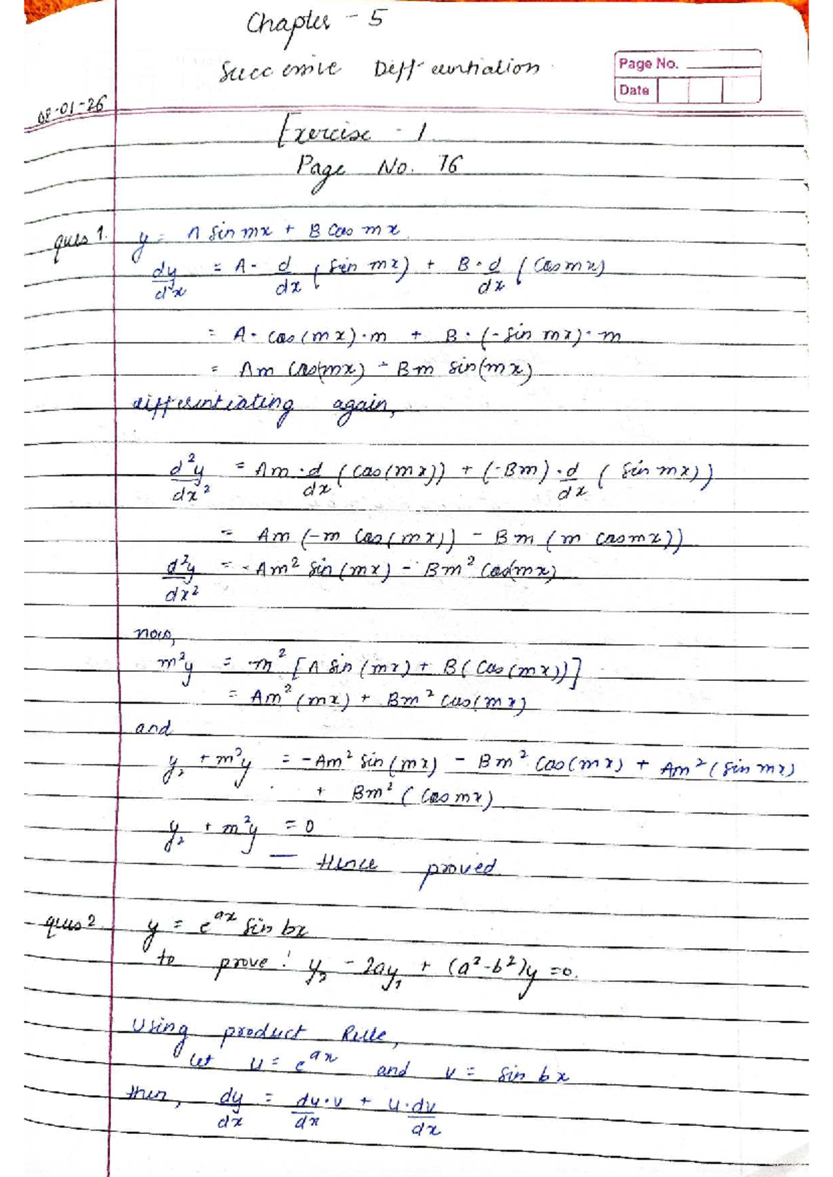 Chapter 5: Successive Differentiation Exercises - BSC Calculus - Studocu