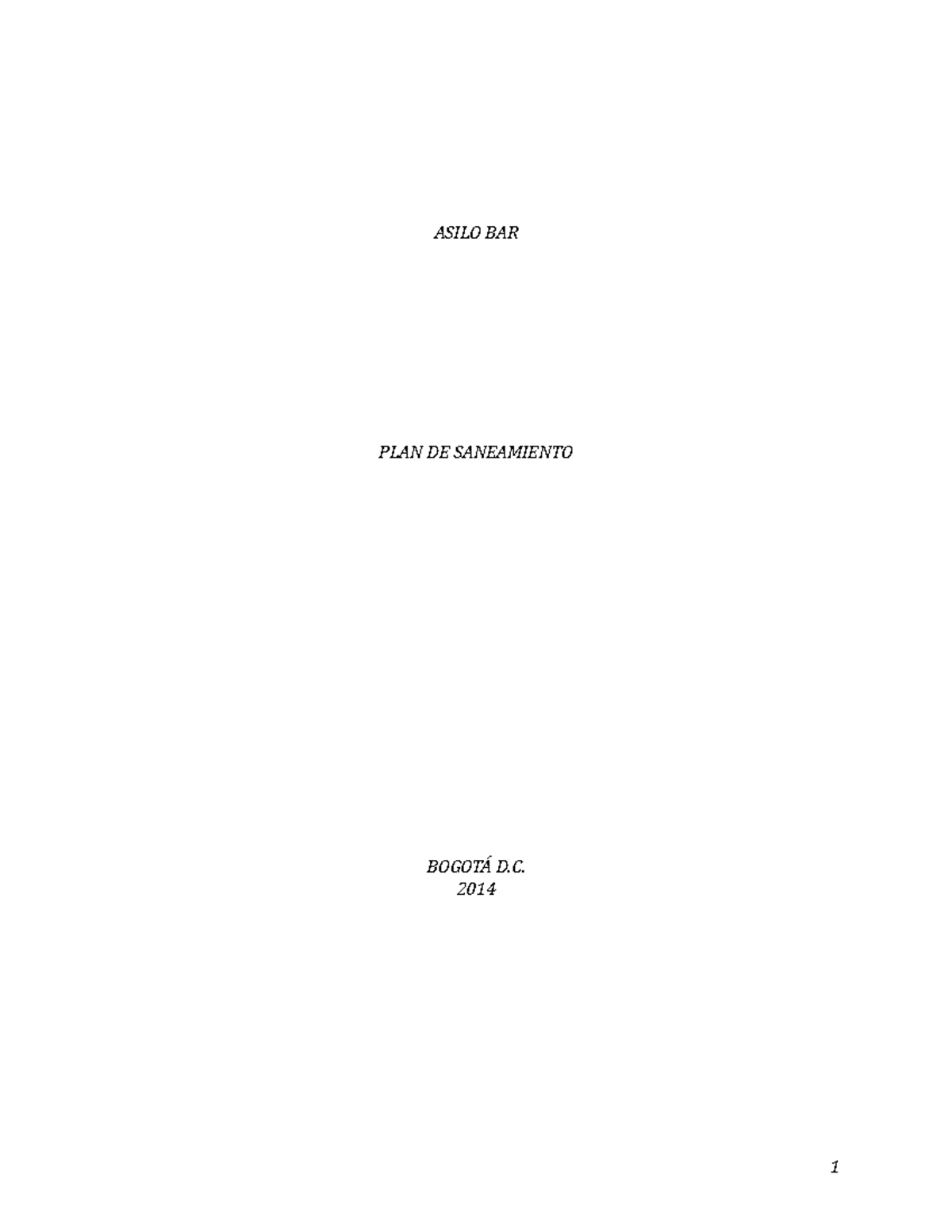 Asilo BAR - Plan de Saneamiento Integral y Desinfección 2014 - Studocu