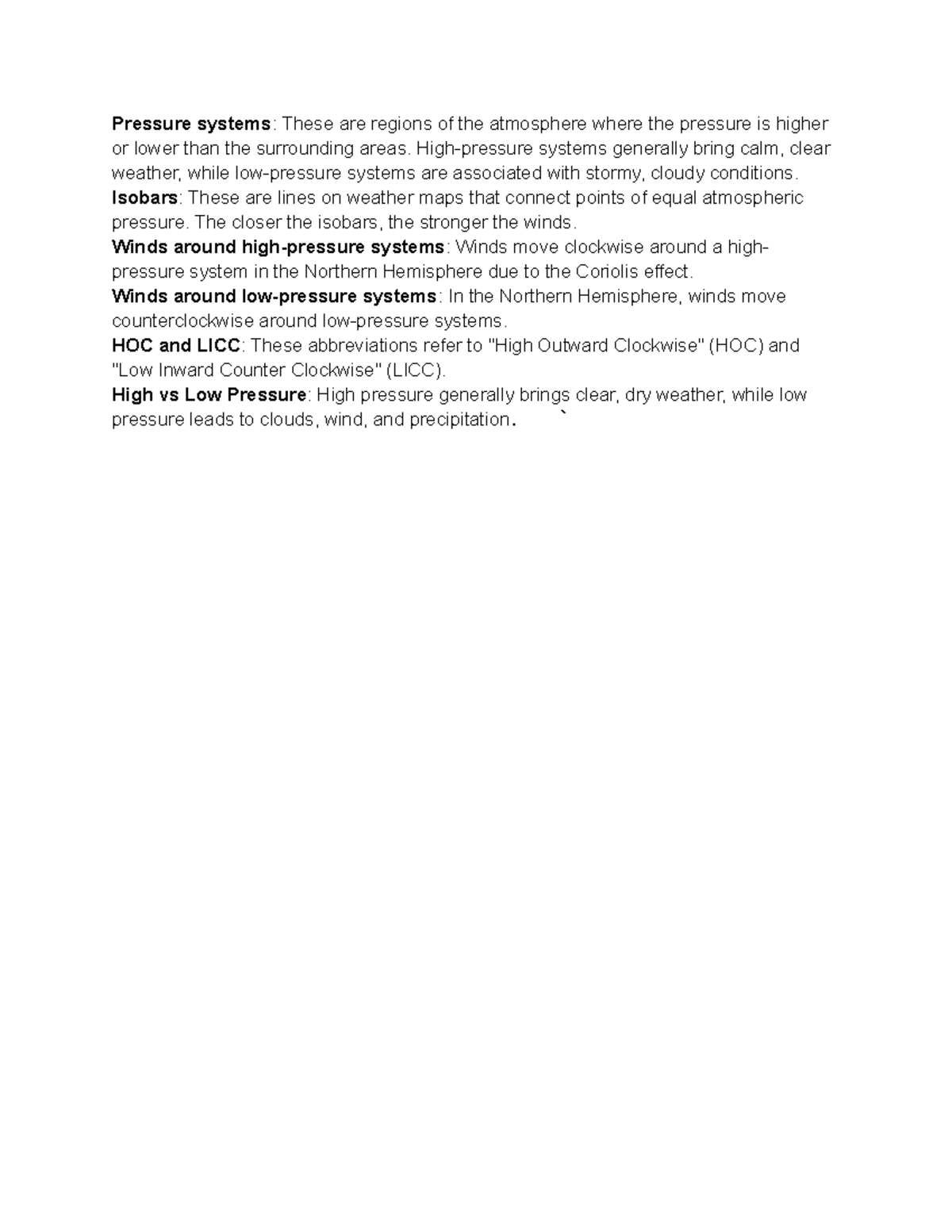 Air pressure systems answers - Pressure systems: These are regions of ...