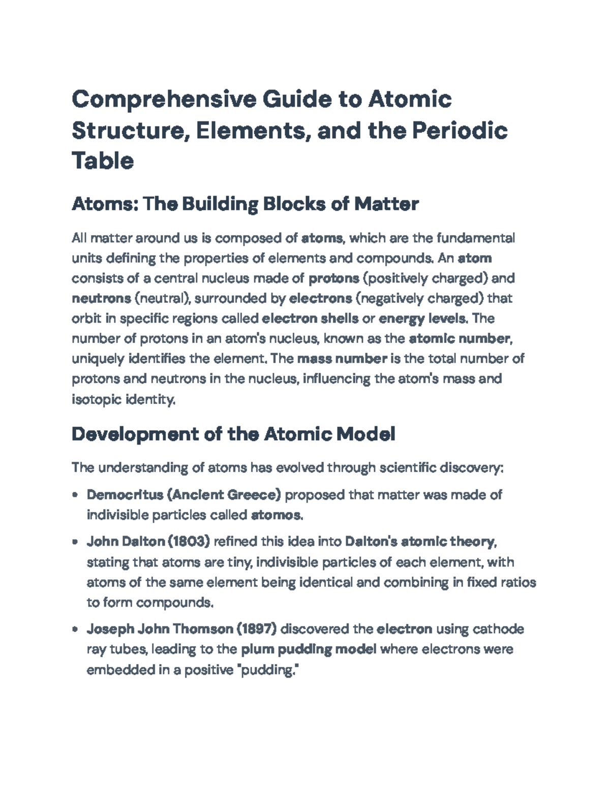 Comprehensive Study of Atomic Structure & Periodic Table (CHEM 101 ...