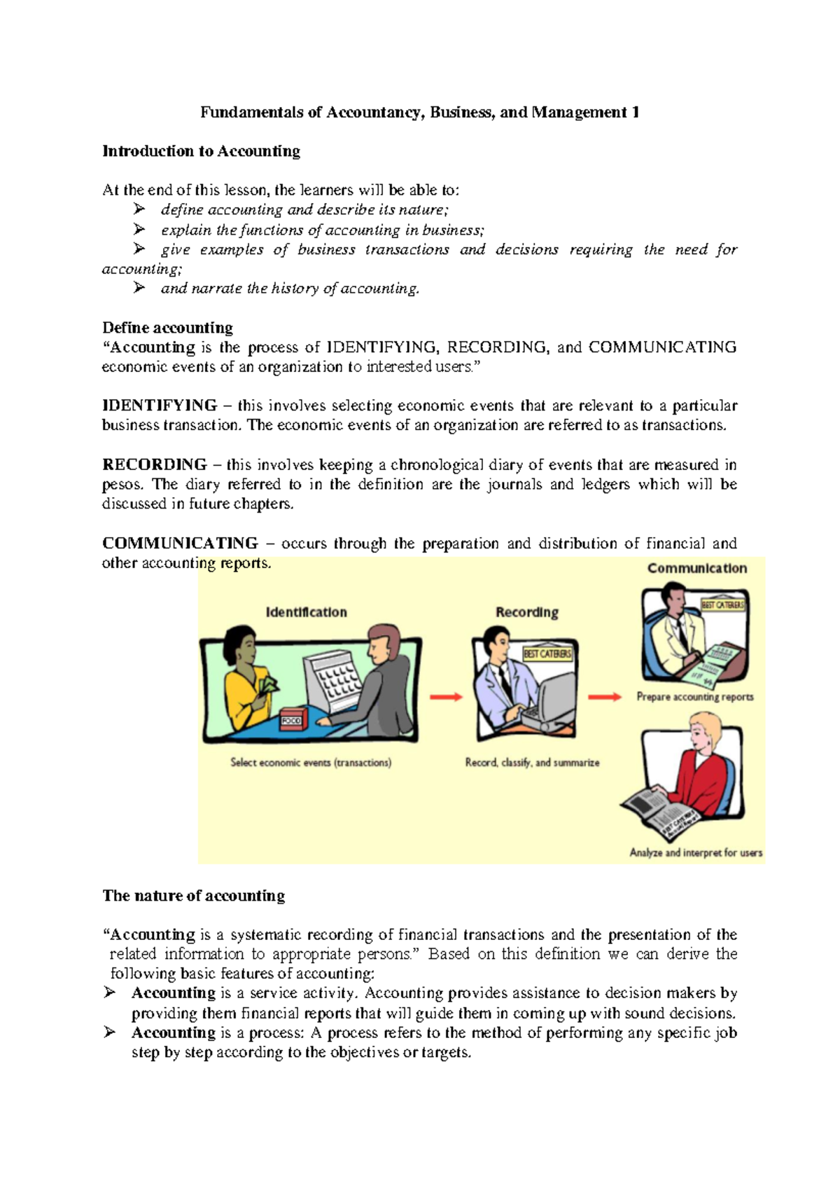 Fundamentals of Accountancy: Introduction to Accounting (ABM 1) - Studocu