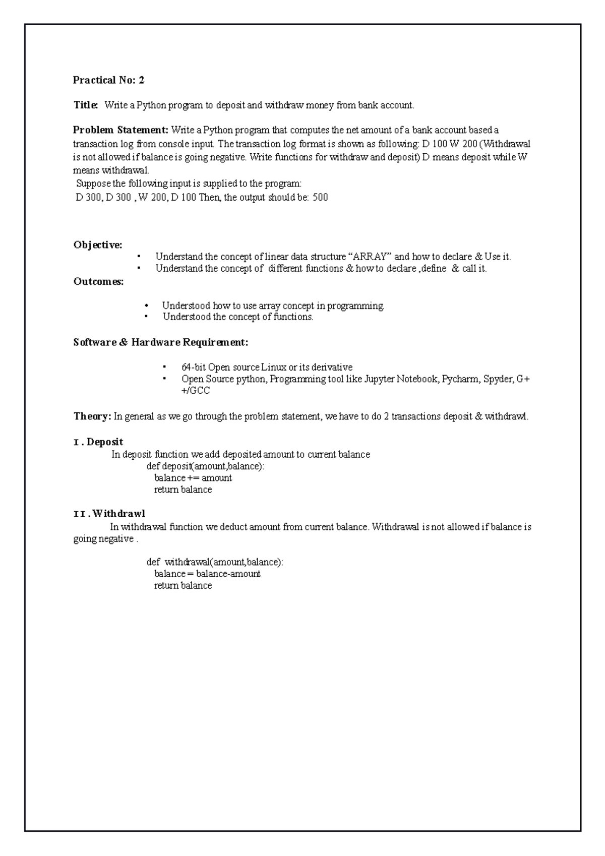 Assignment-2 - Dsl - Practical No: 2 Title: Write a Python program to ...
