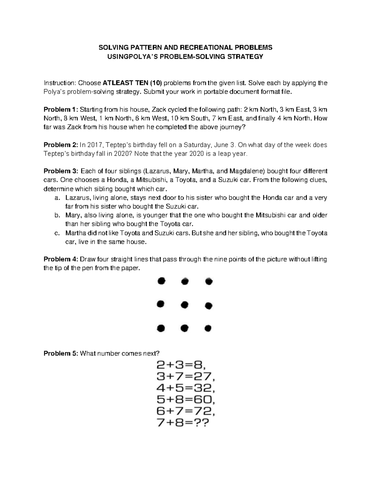 Polya’s Problem-Solving Strategy: Exercises and Applications - Studocu