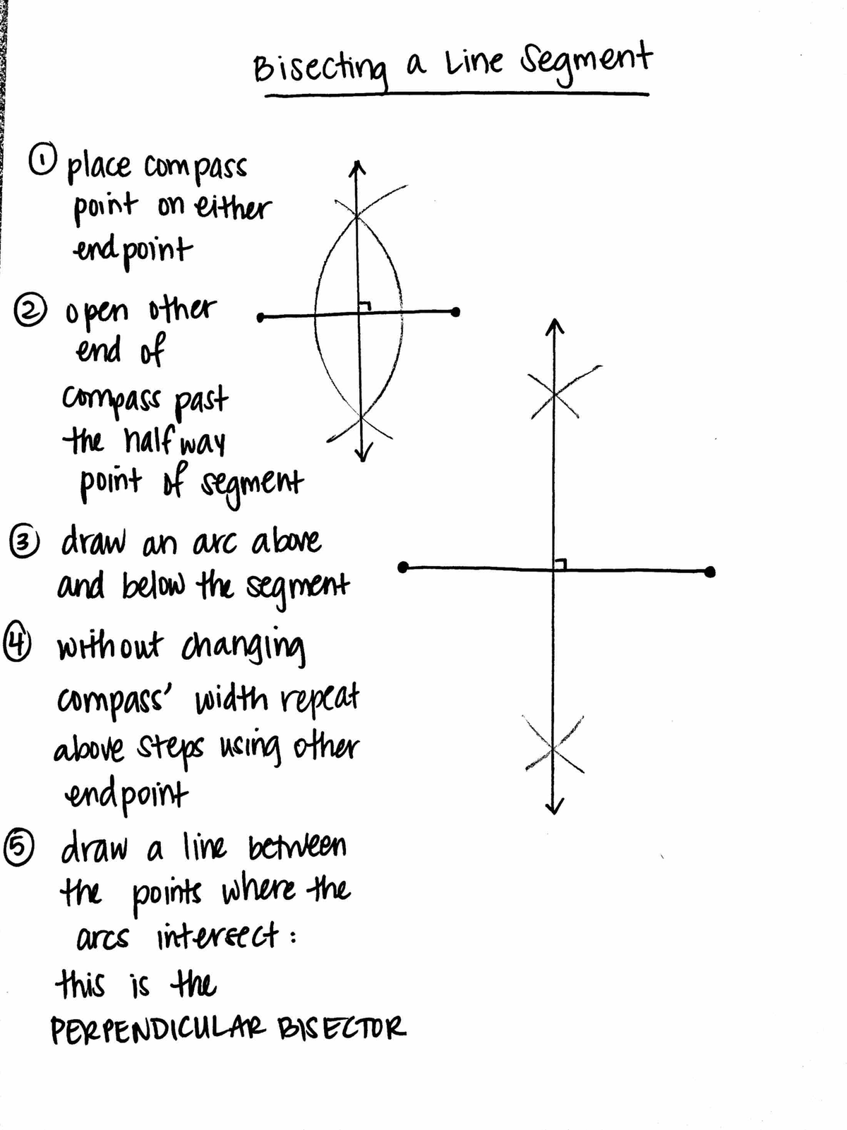 1 bisect a line segment - math - Bisecting a Line segment I place compass point on either end ...