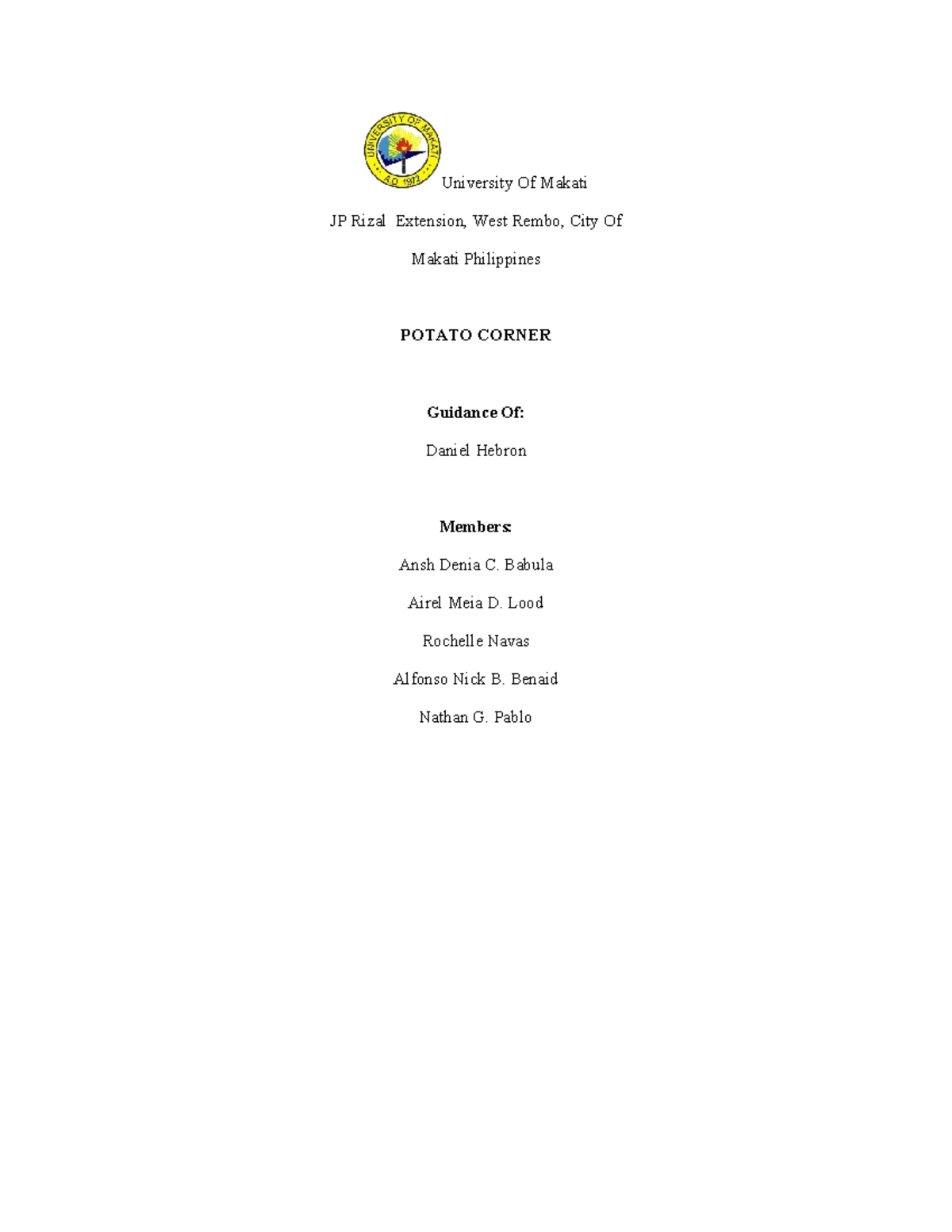 Pricing and Costing Project 01: Analysis for Potato Corner - Studocu