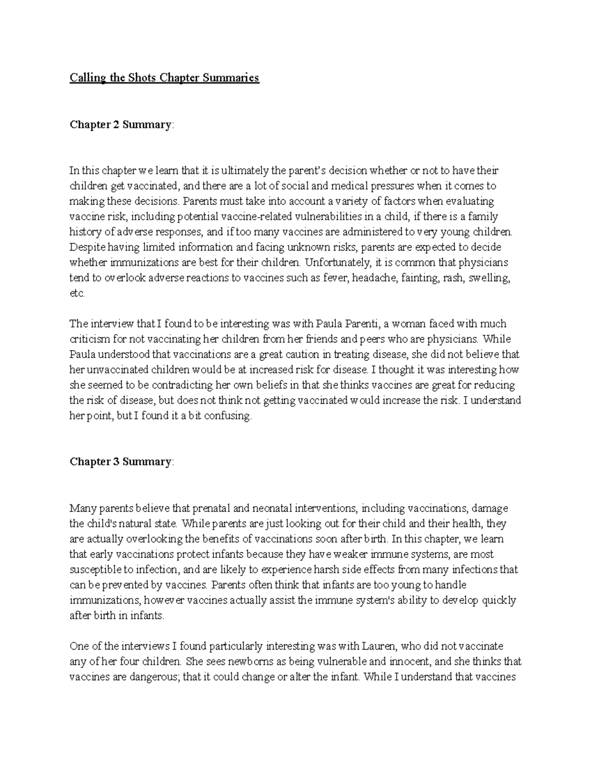Micro- Calling the Shots: Chapter Summaries and Insights on Vaccination ...