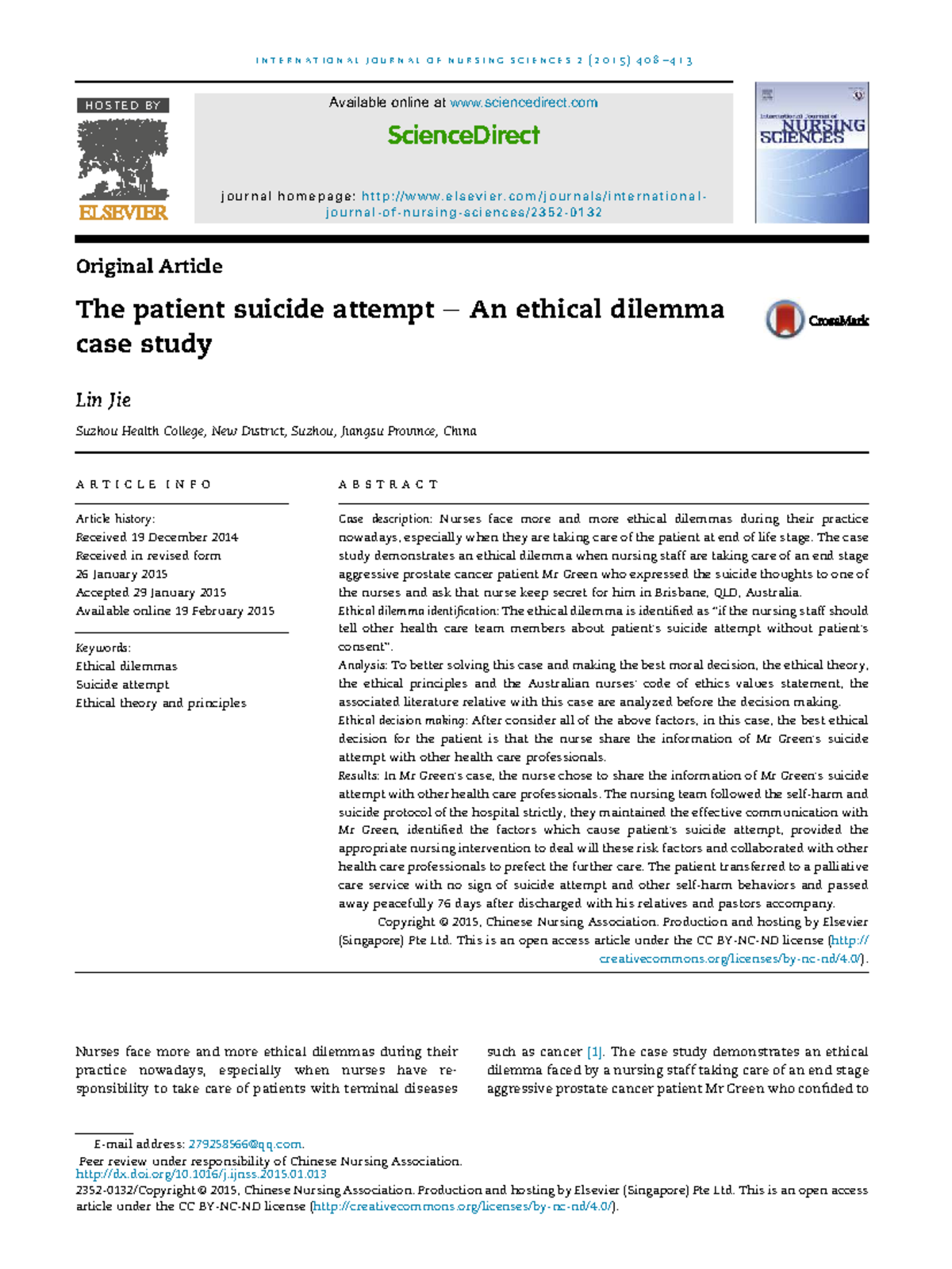 Professional Ethics Case Study: Patient Suicide Attempt Dilemma (NURS ...
