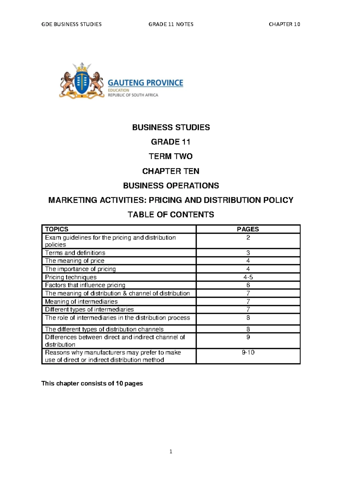 Chapter 7 Business Studies Grade 12 Notes ON Investment Insurance ...