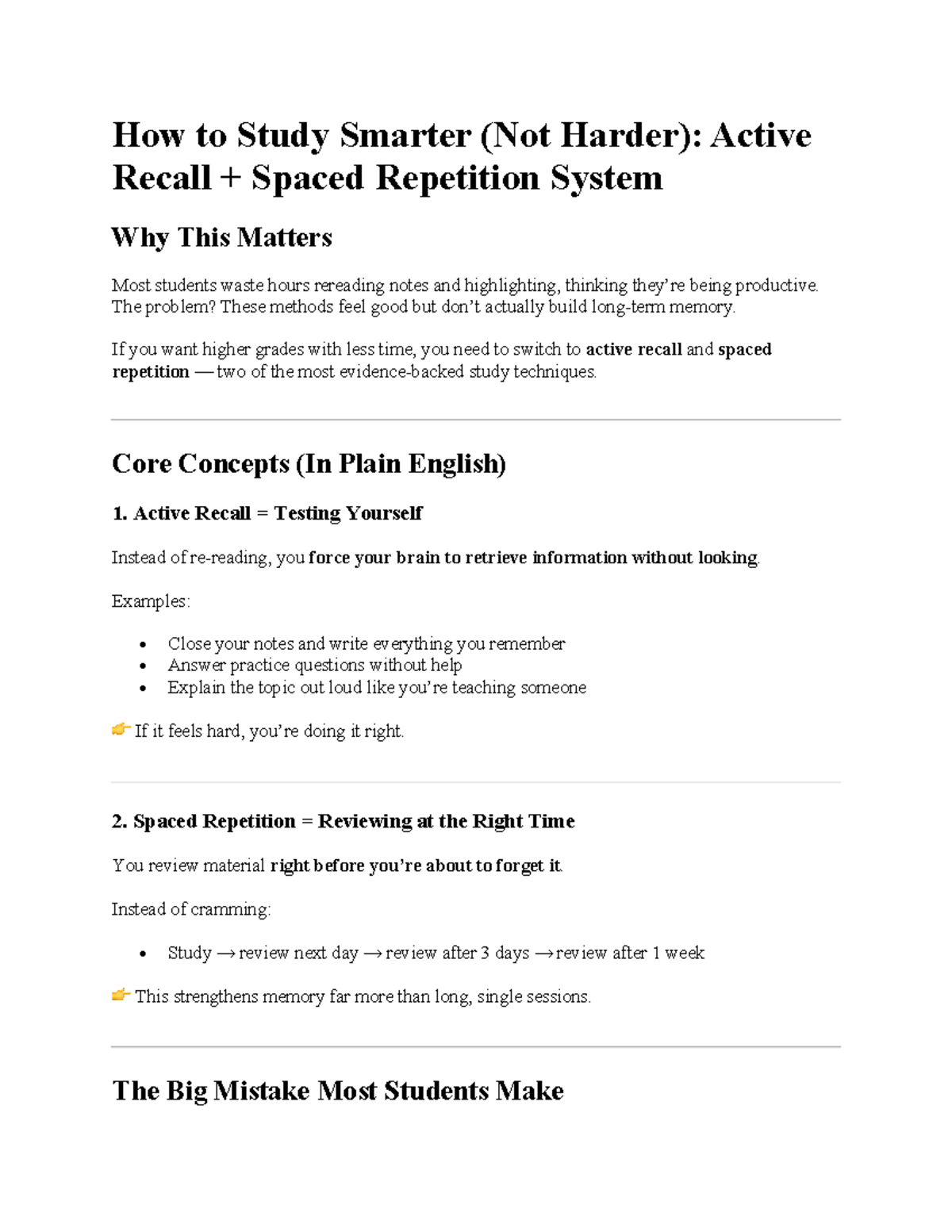 Active Recall & Spaced Repetition Study Techniques Guide - Studocu