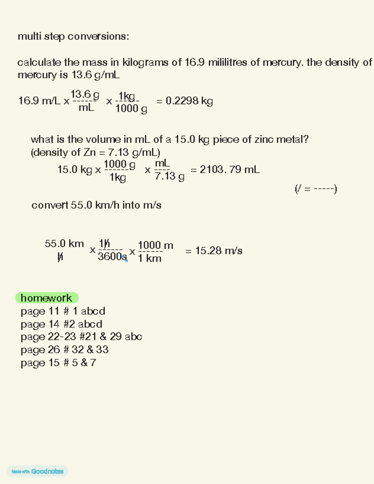 Multi-Step Conversions in Density and Volume Calculations - Homework Guide - multi step ...