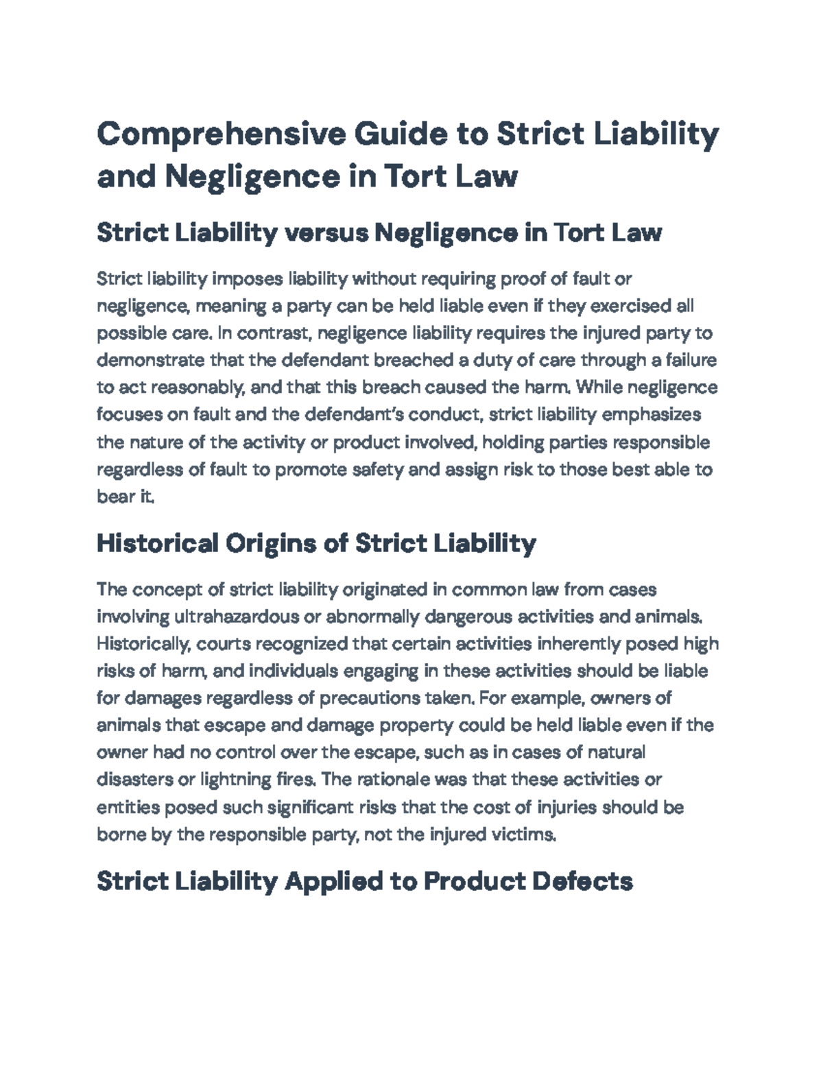 TORT 301: Comprehensive Overview of Strict Liability vs. Negligence ...
