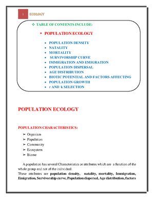 Ecology Module 1 Lesson 1 Introduction to Ecology - ECOLOGY Module 1 ...