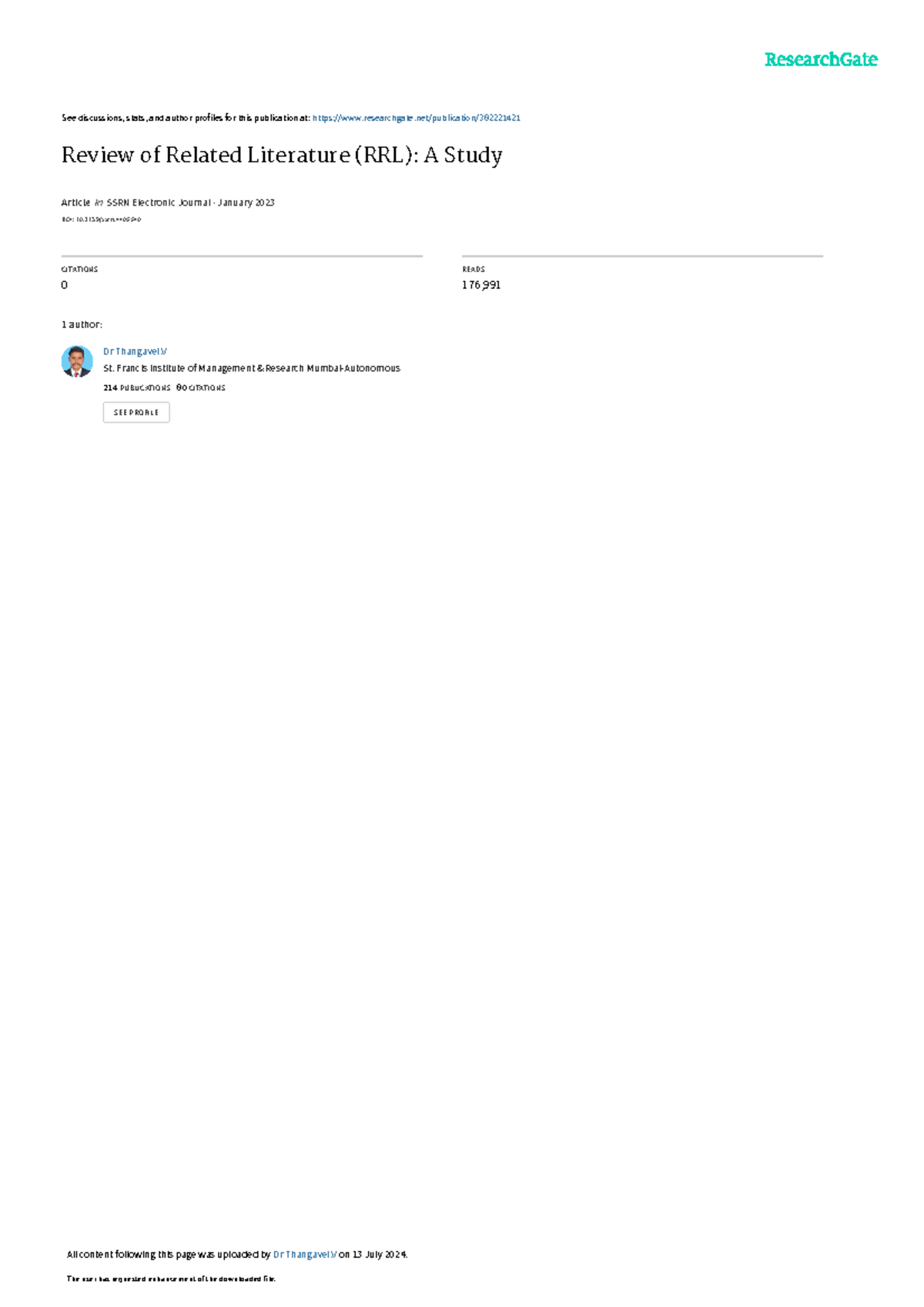 RRL: Writing a Literature Review for Research Projects (TEJ 2023) - Studocu