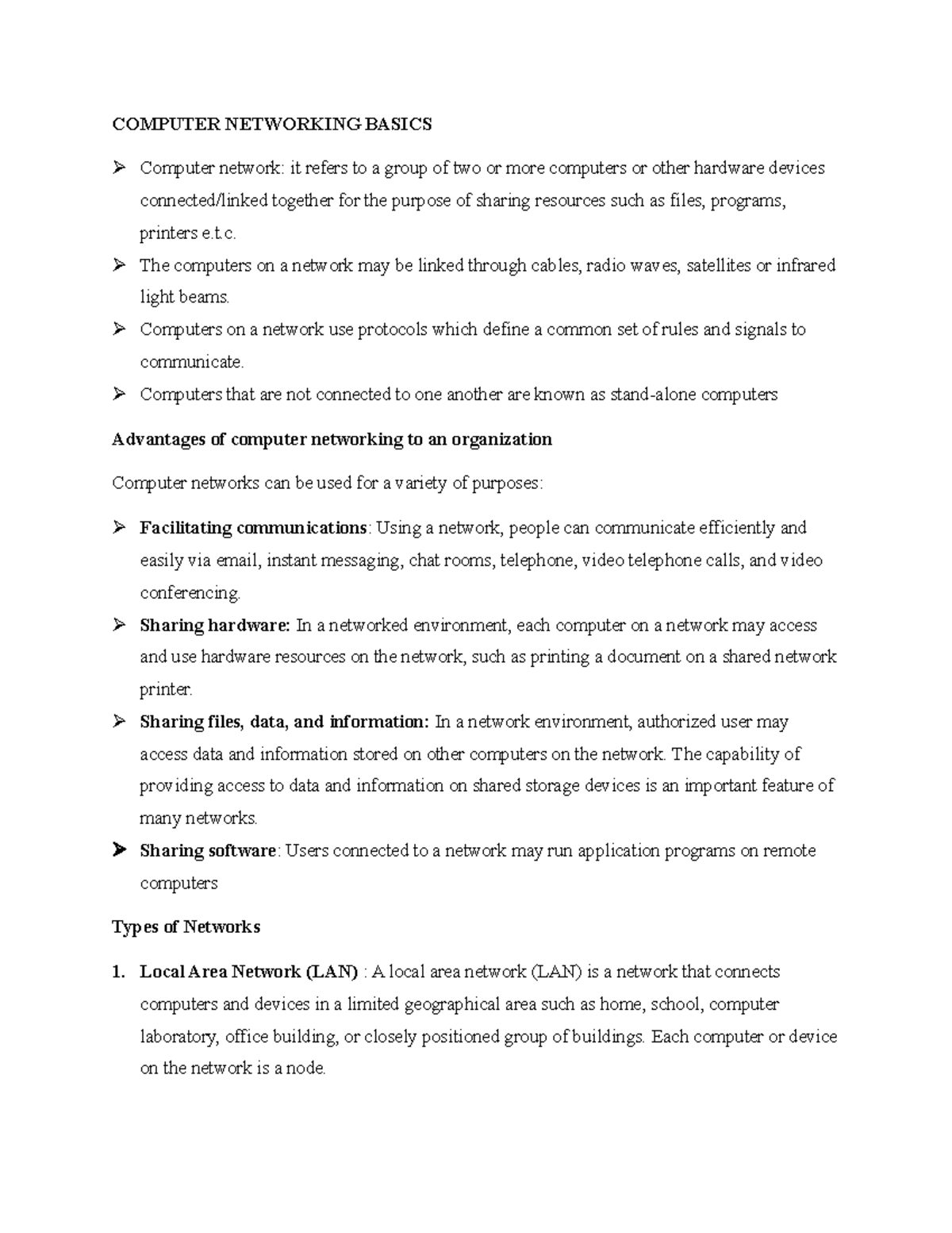 Computer Networking And Internet Computer Networking Basics Computer Network It Refers To A