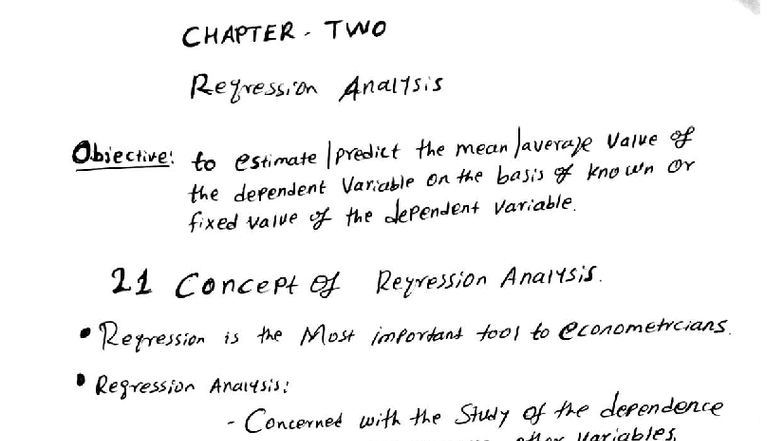 Econometrics II - Chapter 2: Regression Analysis Overview - Studocu