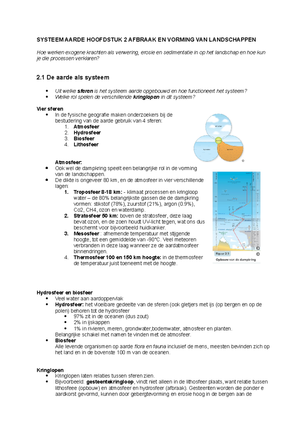 Hoofdstuk 2: Systeem Aarde - Landschapsvorming en Exogene Krachten ...