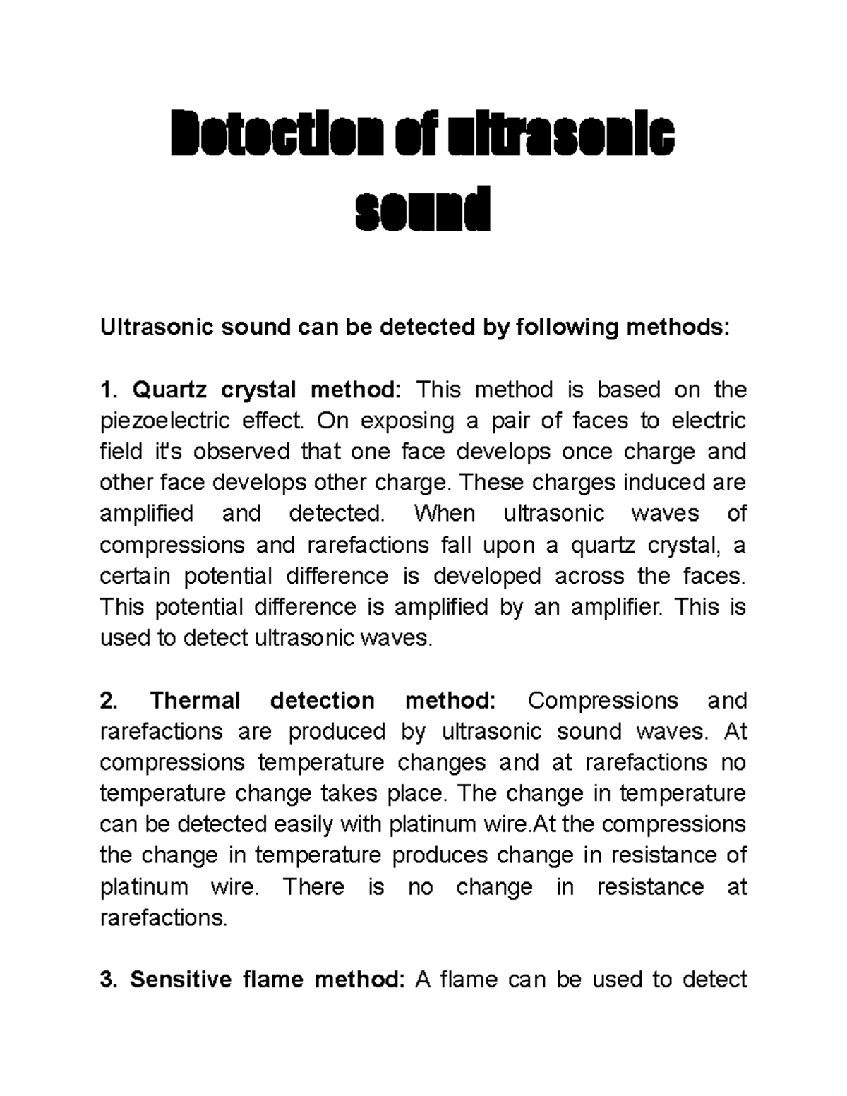 Detection of Ultrasonic Sound: Methods and Applications - Studocu