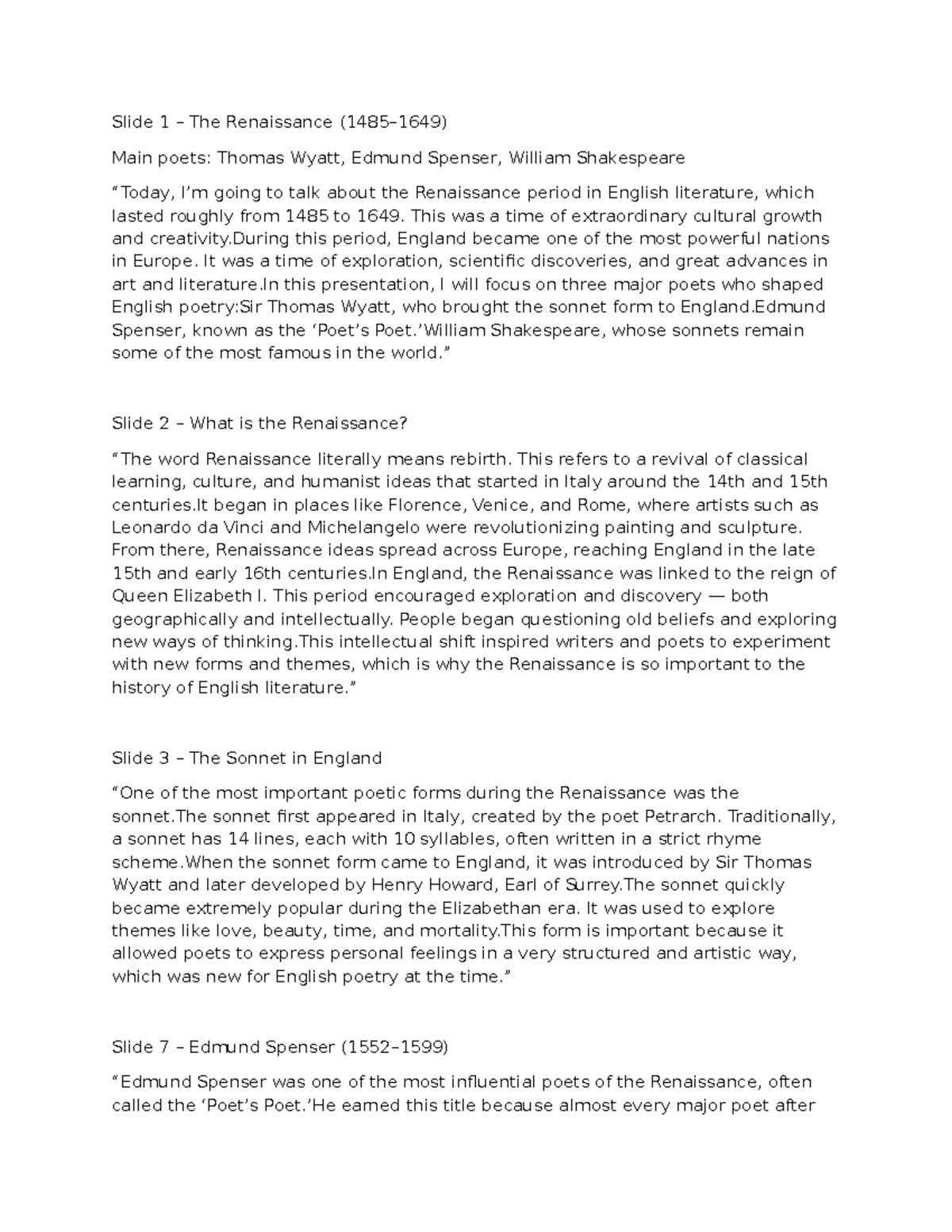 Renaissance Period in English Literature: Key Poets & Themes - Studocu