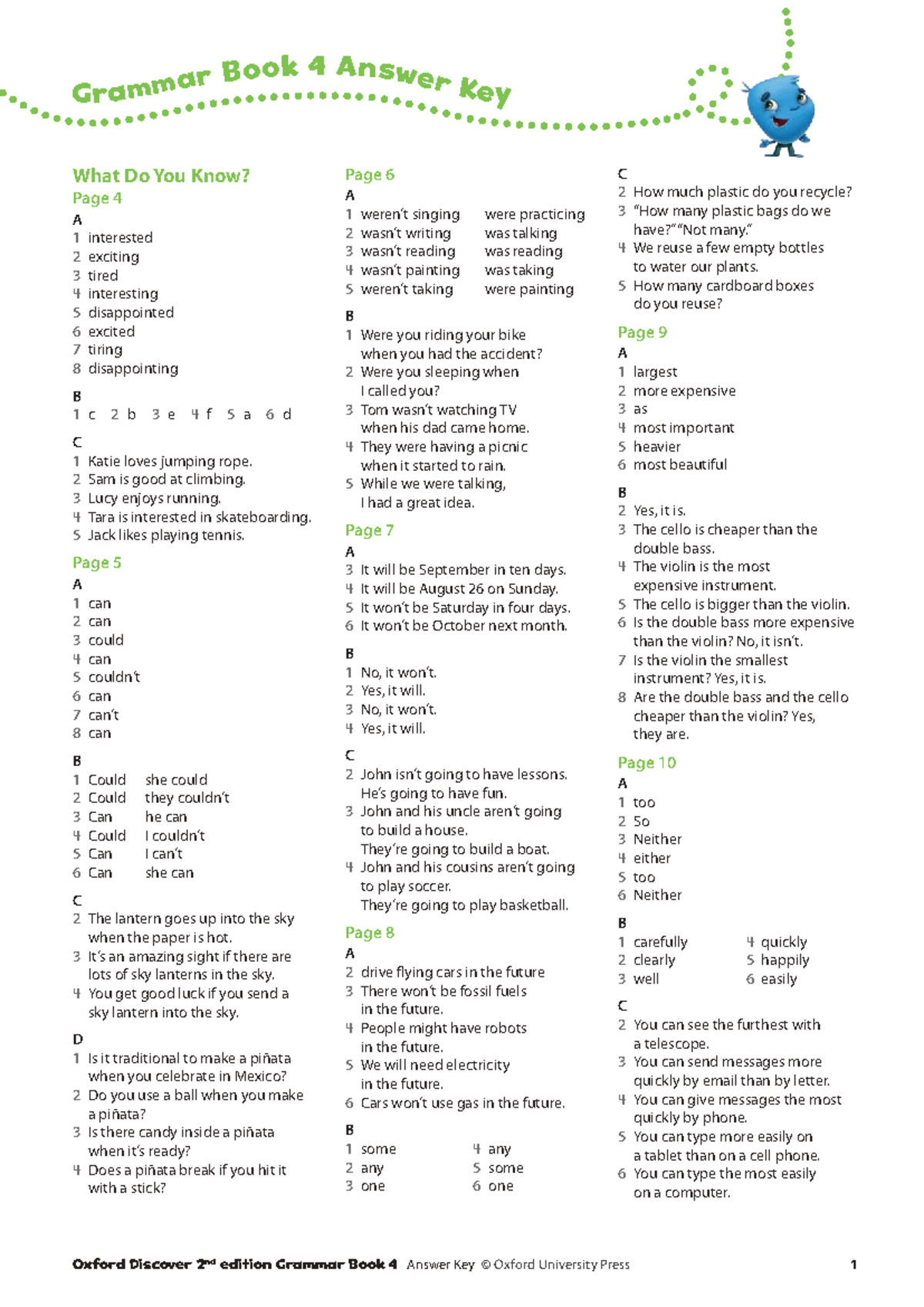 Oxford Discover 2nd Edition Grammar Book 4 Answer Key - Studocu