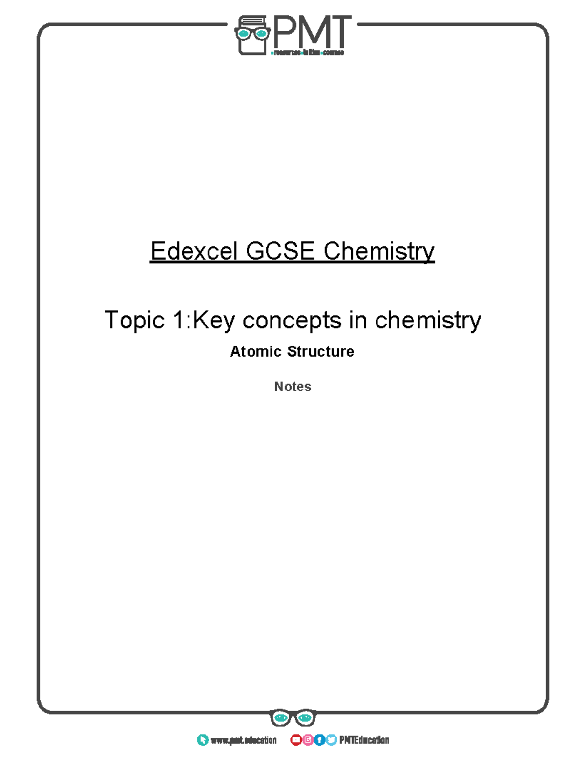 Key Notes Atomic structure - Edexcel GCSE Chemistry Topic 1:Key ...