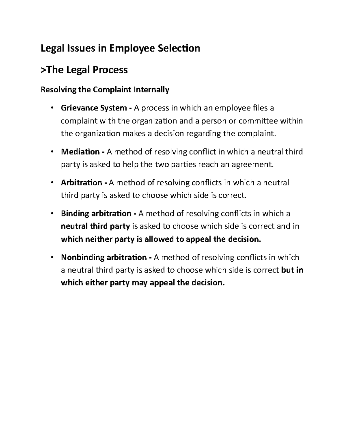 Lecture Notes 3: Legal Issues in Employee Selection and Harassment ...