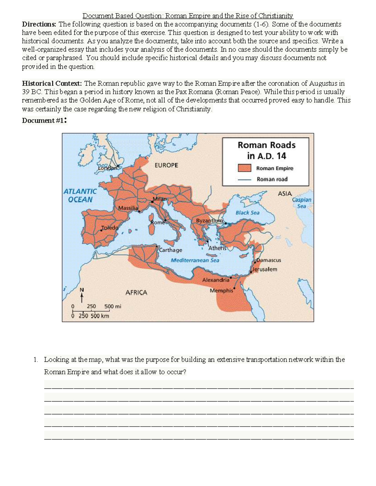 DBQ: Roman Empire & Christianity's Rise - Analysis & Context - Studocu