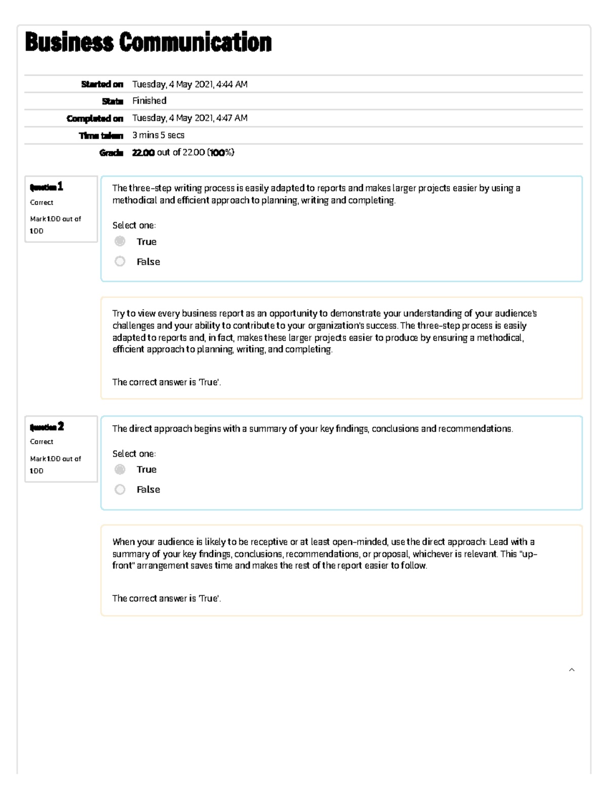 Lecture Quiz: Writing Business Reports (BUS 101) - Section 1 - Studocu